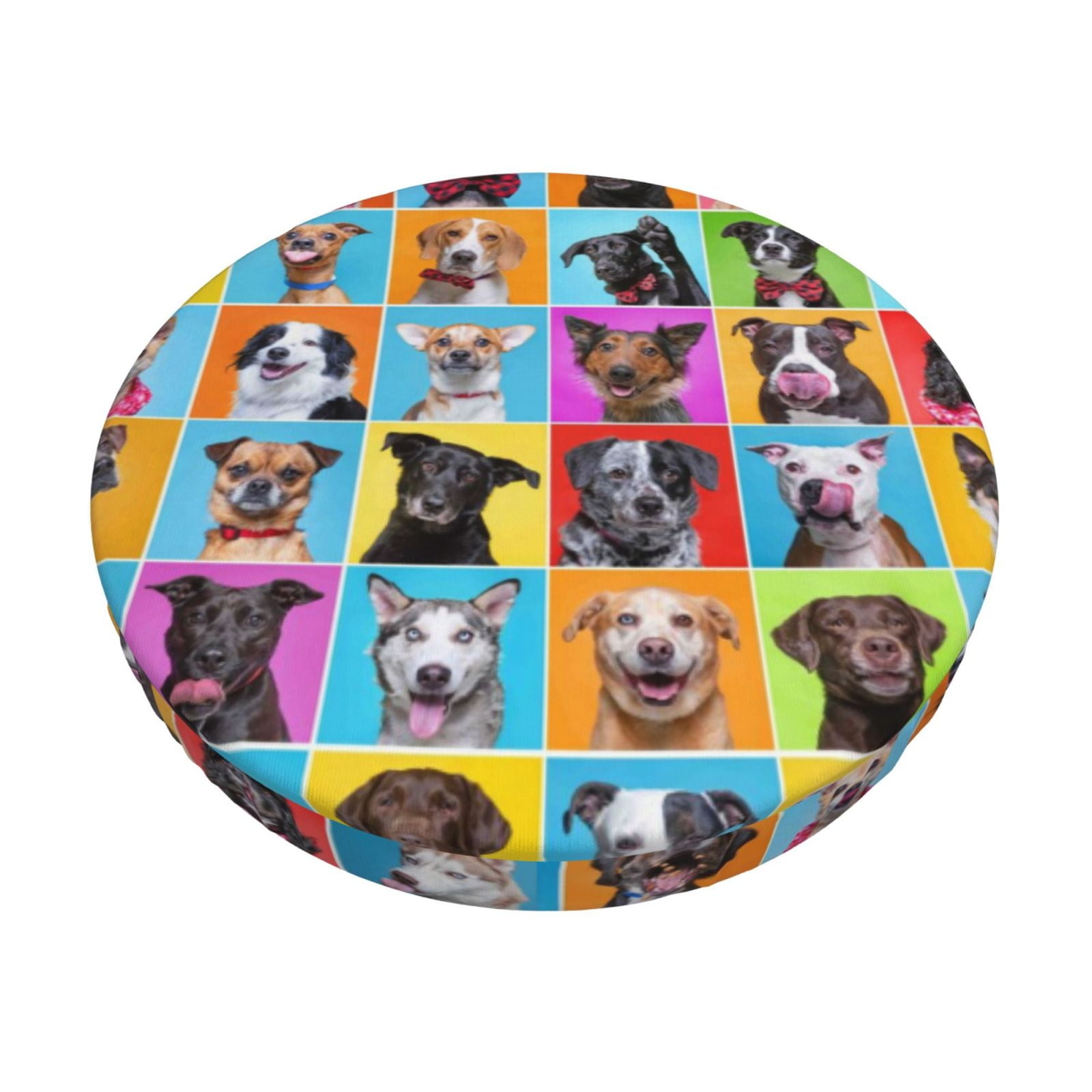 Junzan Cute Dogs Collage Bar Stool Cover Round Seat Cushion With ...