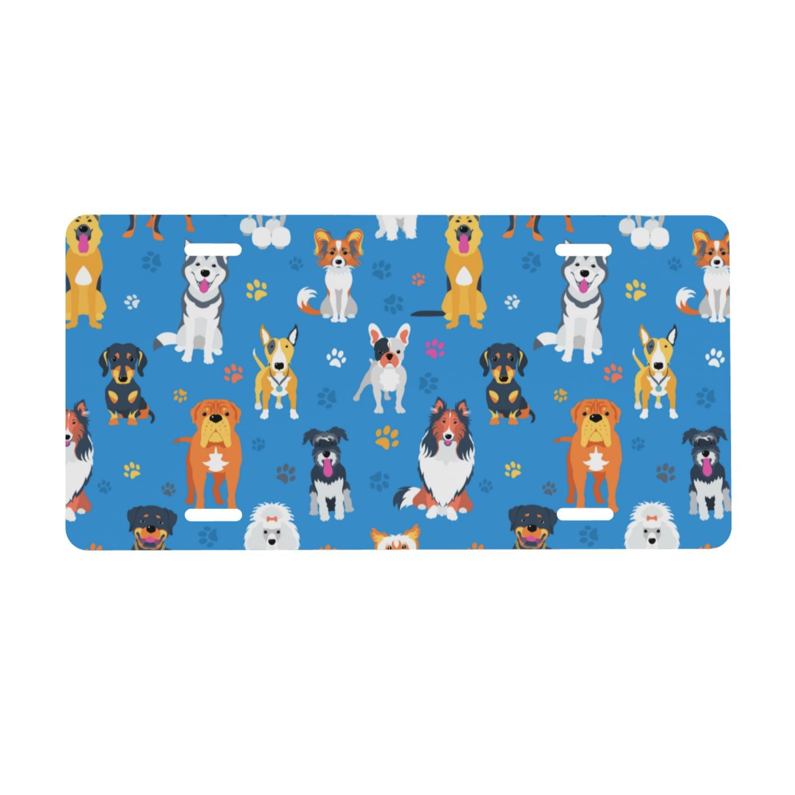 Junzan Cute Dogs Front License Plate Covers Decorative Car Metal Plates ...