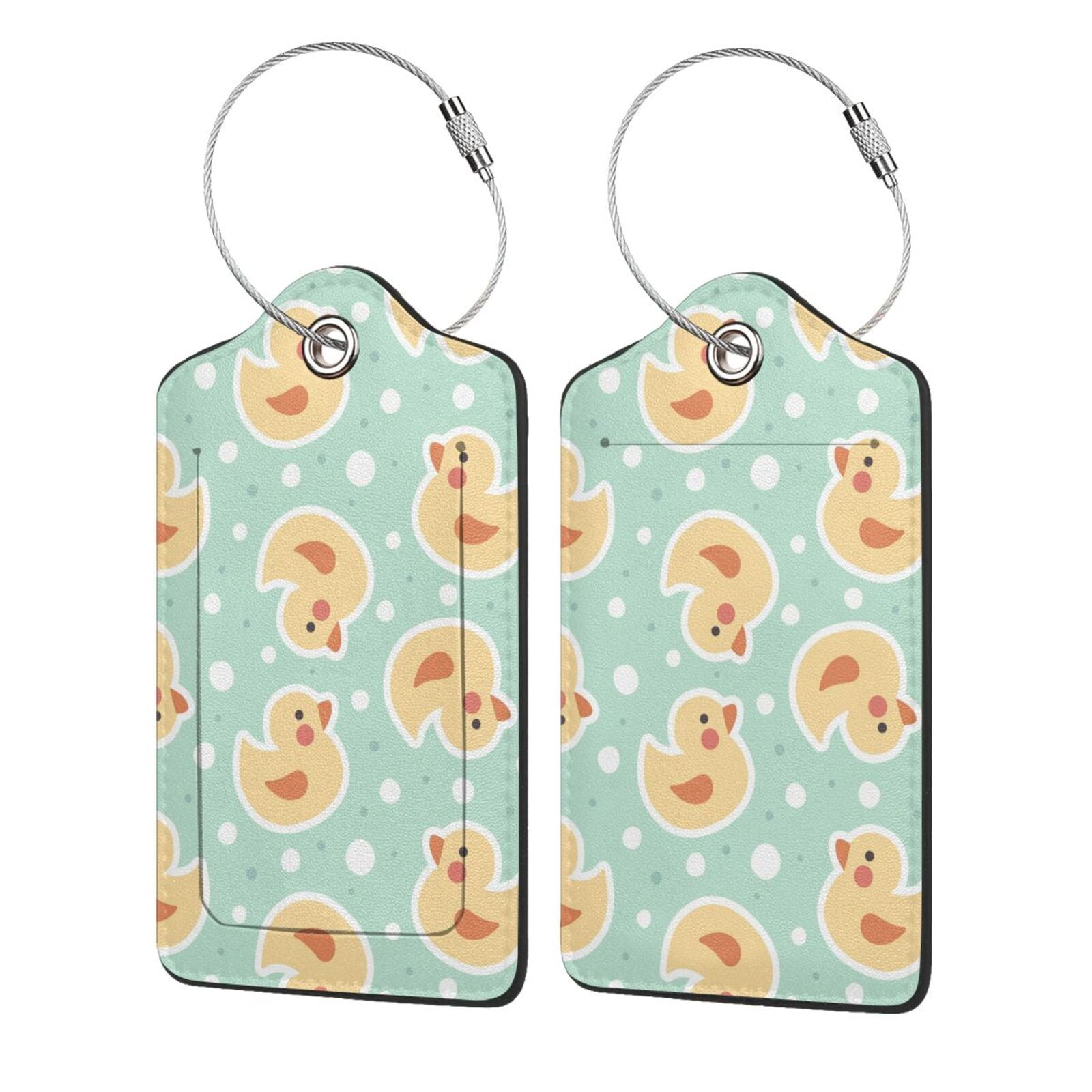 Junzan Cute Duck for Luggage Tags,Leather Luggage Tags for Suitcases ...