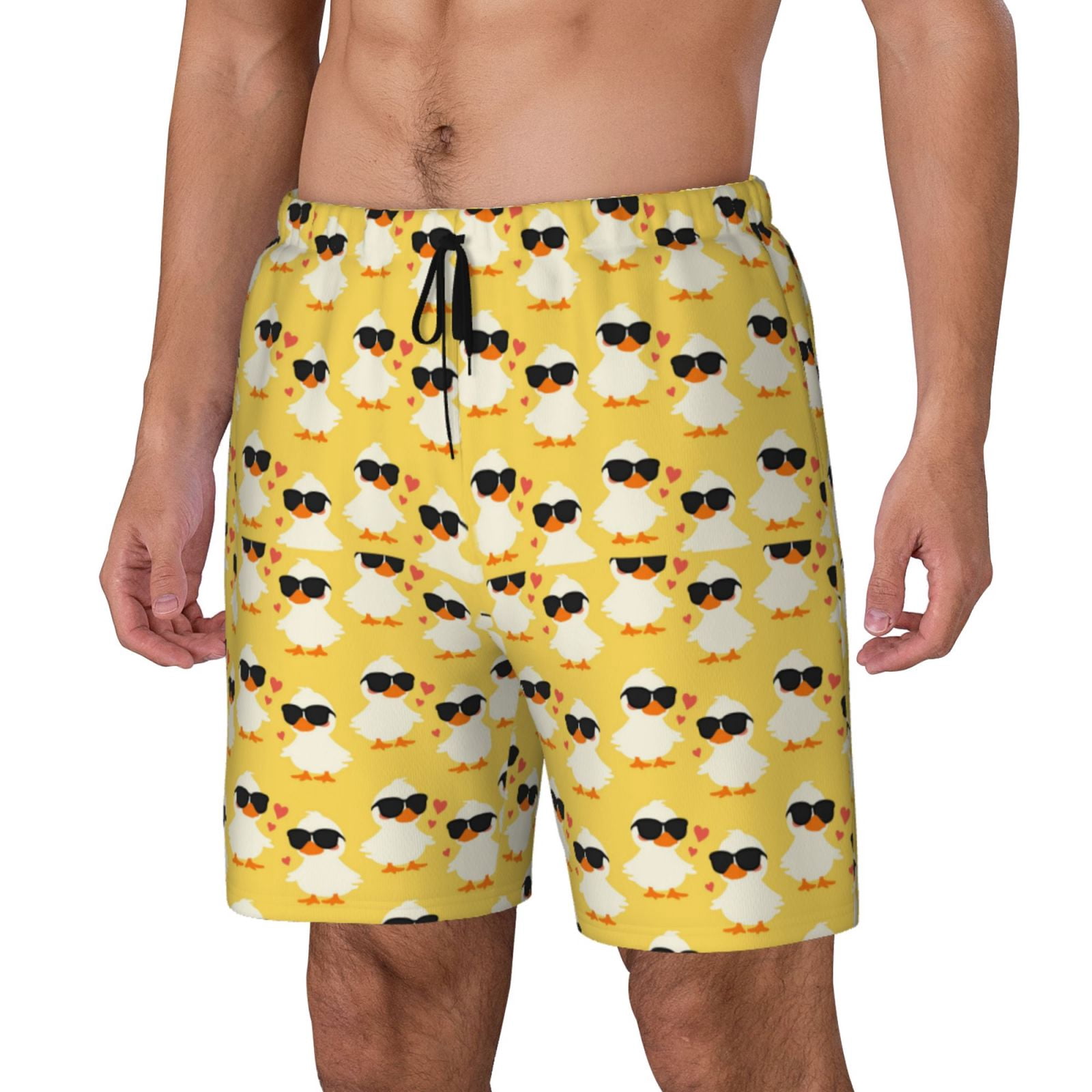 Junzan Cute Duck With Black Glasses Print Swim Trunks Men Swim Shorts ...