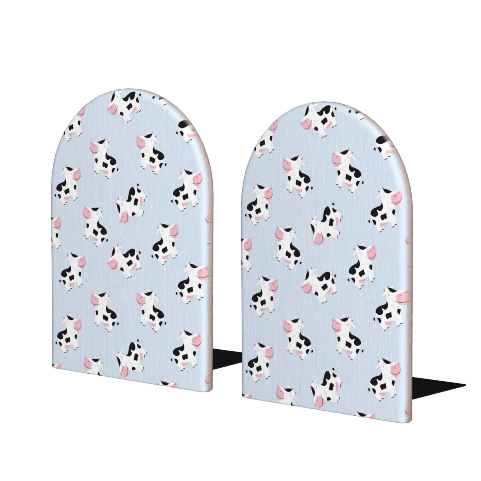 Junzan Cute Farm Cow for Wood Bookends,1 Pair Book Ends for Shelves ...