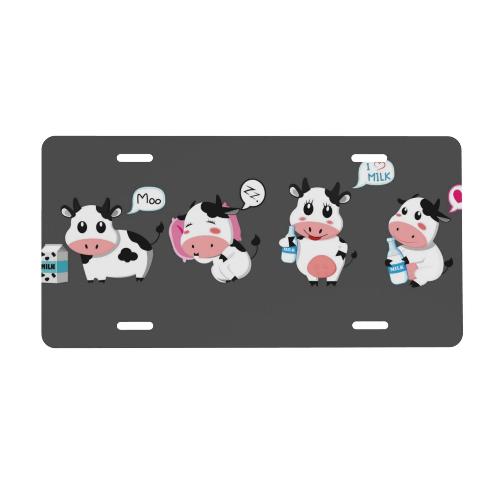 Junzan Cute Farm Milk Animal Front License Plate Covers Decorative Car ...