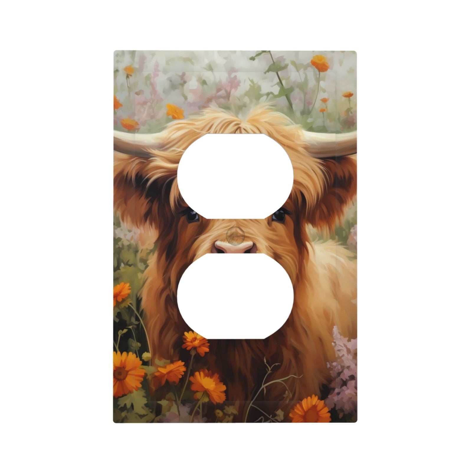 Junzan Cute Floral Cow for Electrical Outlet Covers, 5" x 3" Electric ...