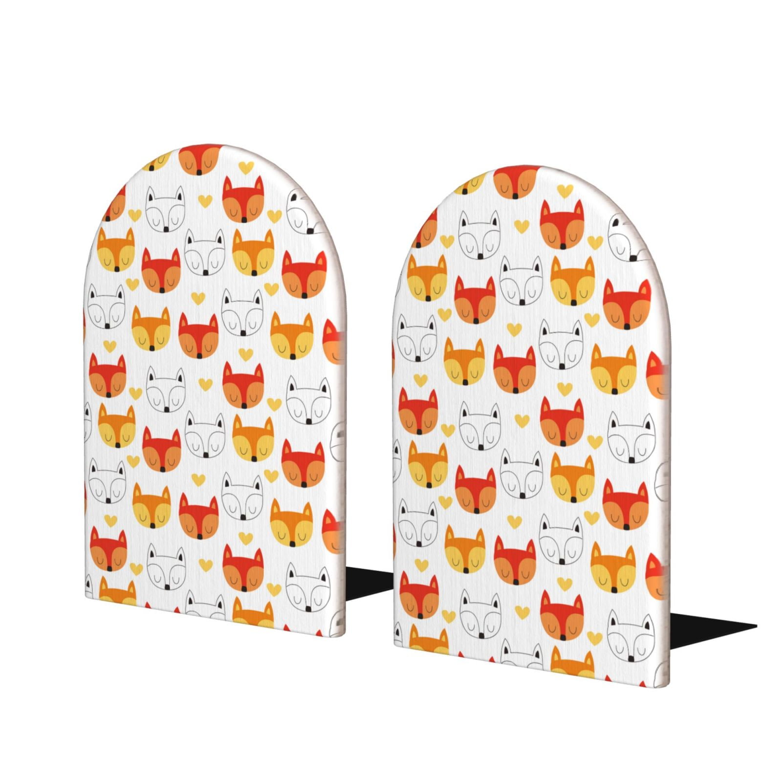 Junzan Cute Fox with Heart for Wood Bookends,1 Pair Book Ends for ...