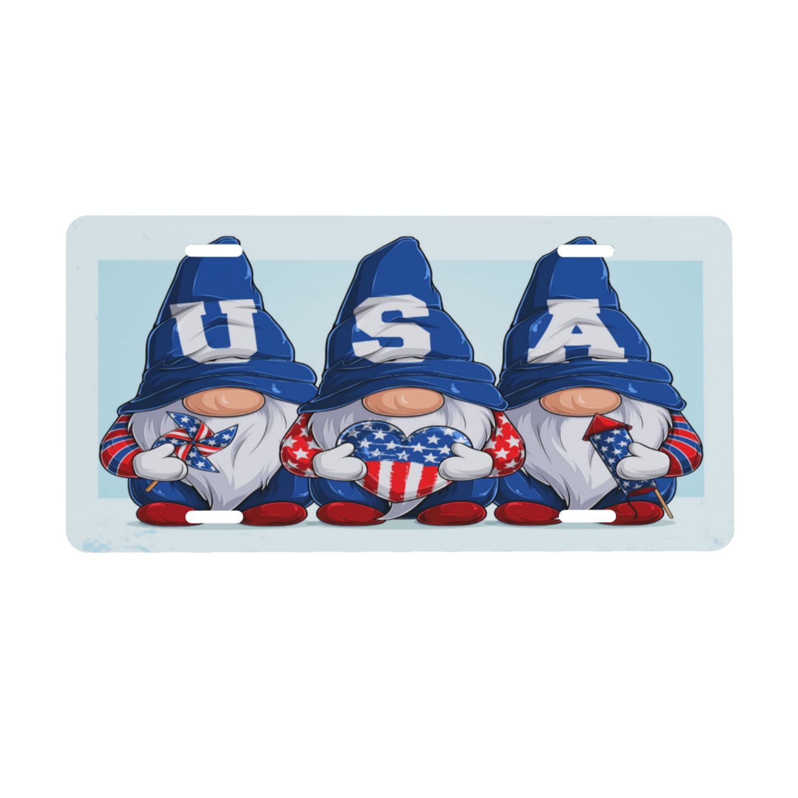 Junzan Cute Gnomes In Usa Front License Plate Covers Decorative Car ...