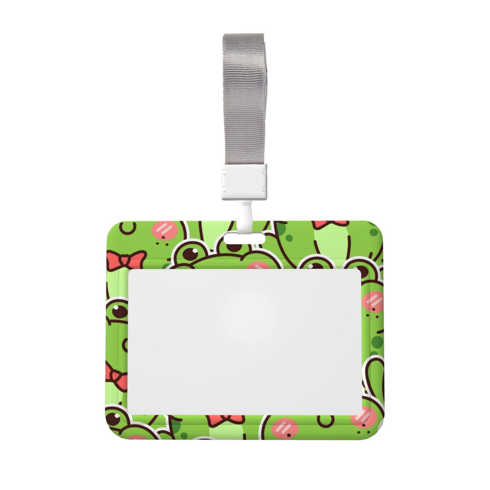 Junzan Cute Green Frog Id Badge Holder With Windows Key Card Work Badge ...