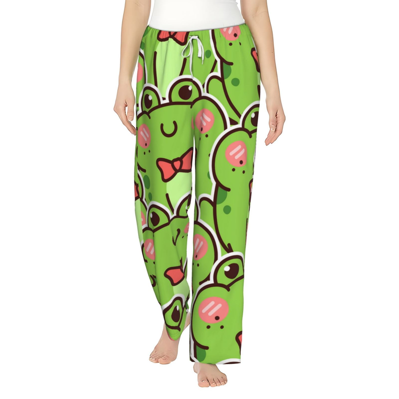 Junzan Cute Green Frog Women'S Pajama Pants Drawstring Comfy Sleep ...
