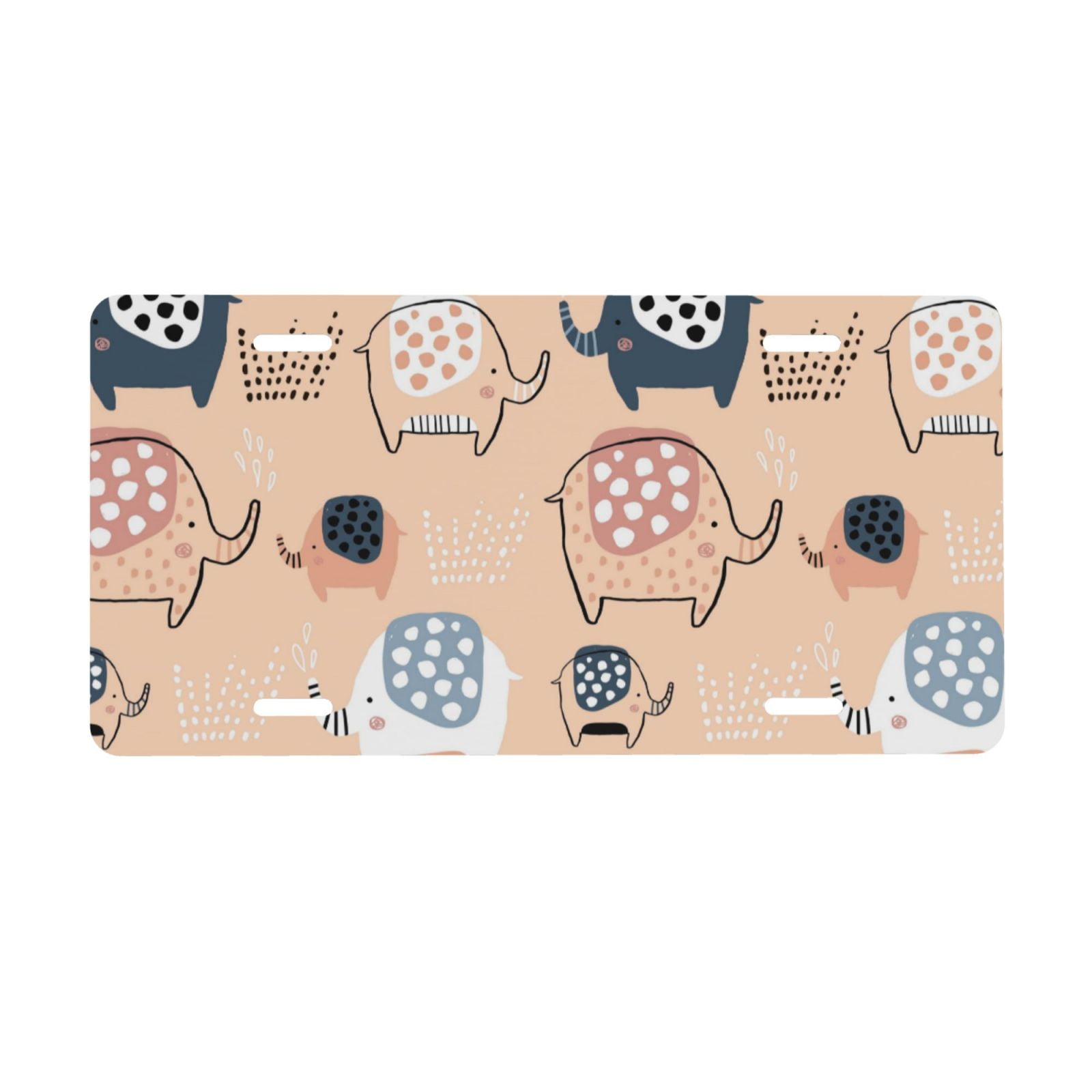 Junzan Cute Ink Drawn Elephants Front License Plate Covers Decorative ...