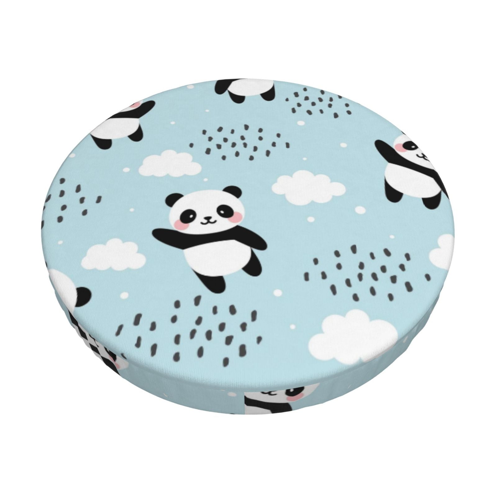 Junzan Cute Panda Bear Bar Stool Cover Round Seat Cushion With Elastic ...