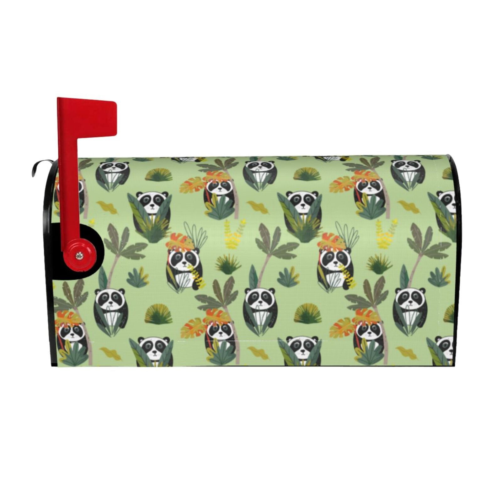 Junzan Cute Panda Bear In Greenery Forest Pattern Mailbox Covers ...