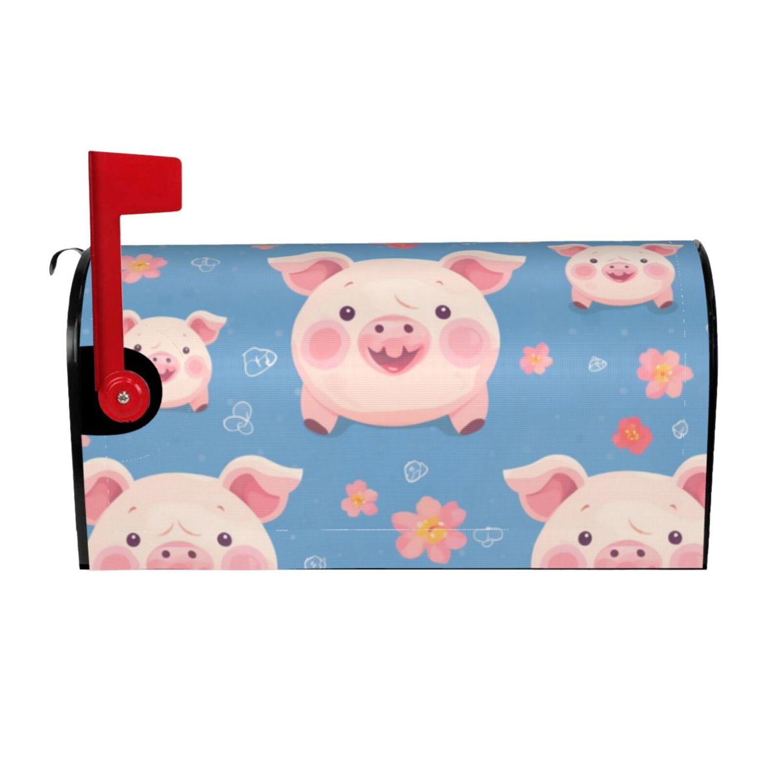Junzan Cute Pig Flowers Pattern Mailbox Covers,Magnetic Mailbox ...