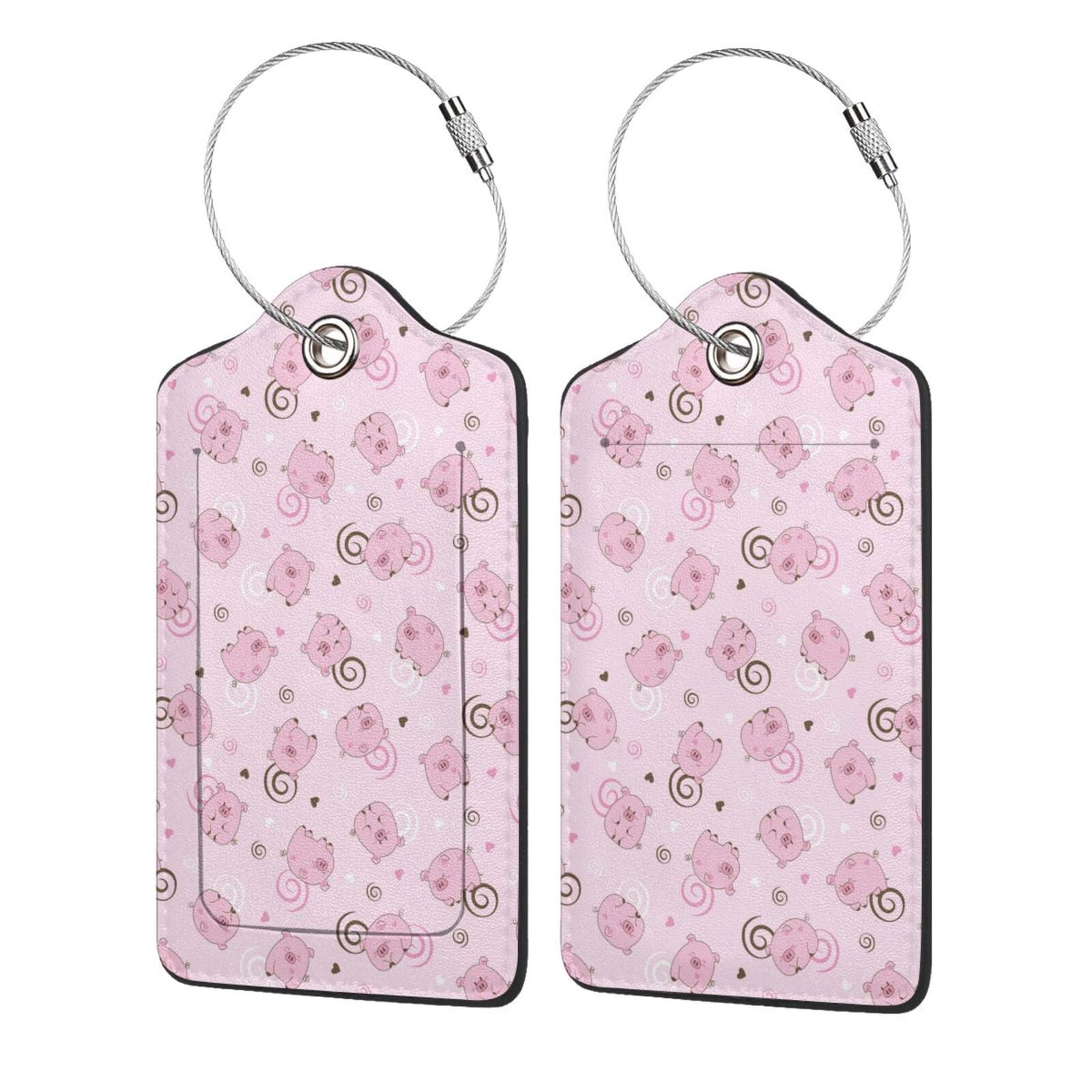 Junzan Cute Pig for Luggage Tags,Leather Luggage Tags for Suitcases ...