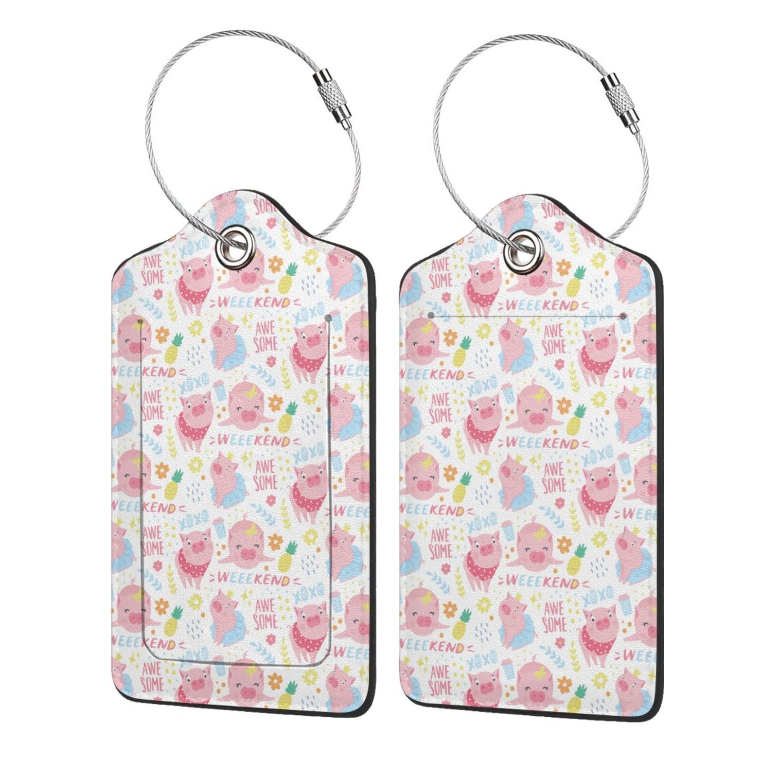 Junzan Cute Pig for Luggage Tags,Leather Luggage Tags for Suitcases ...