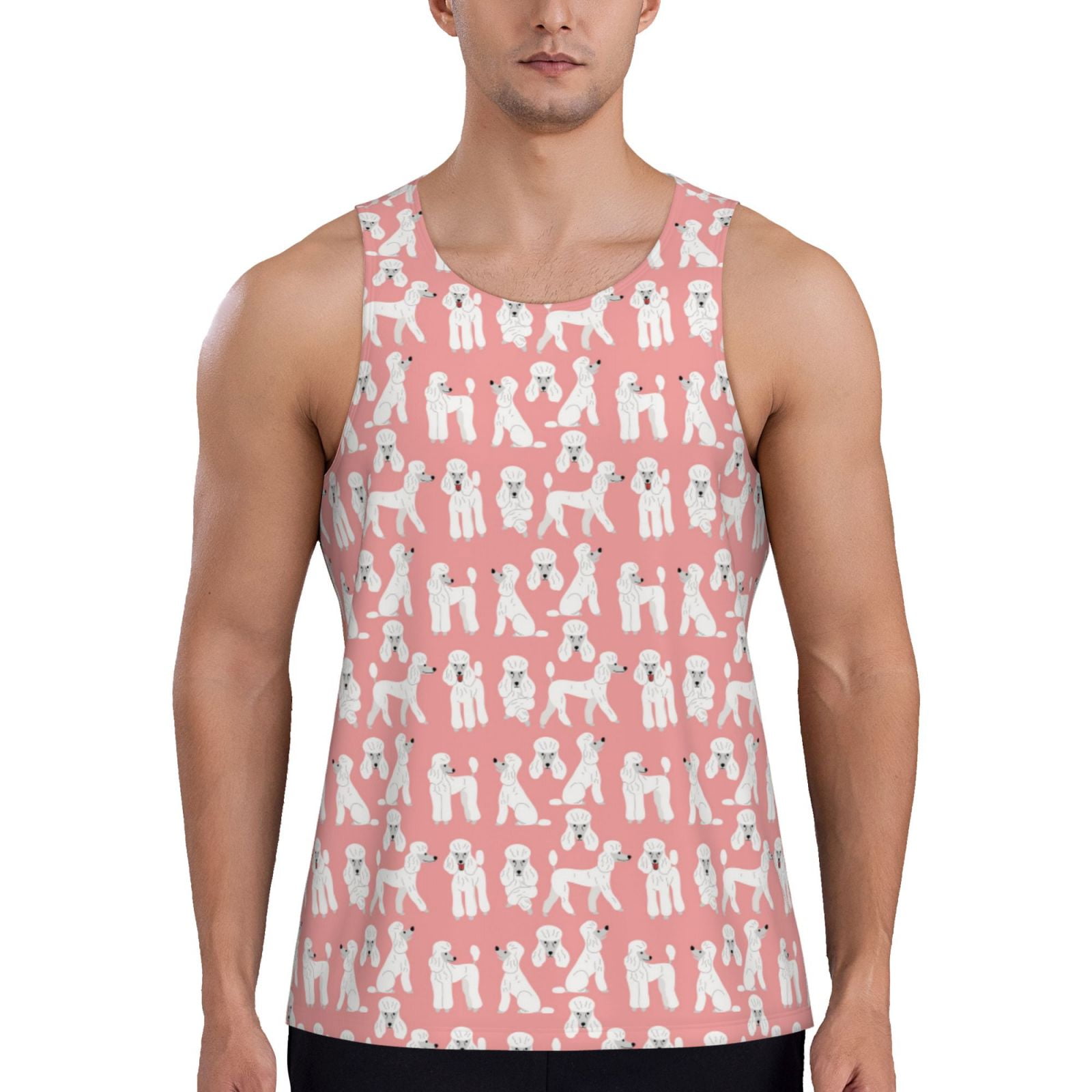 Junzan Cute Poodle Dog for Men's Workout Tank Top Gym Muscle Tee ...