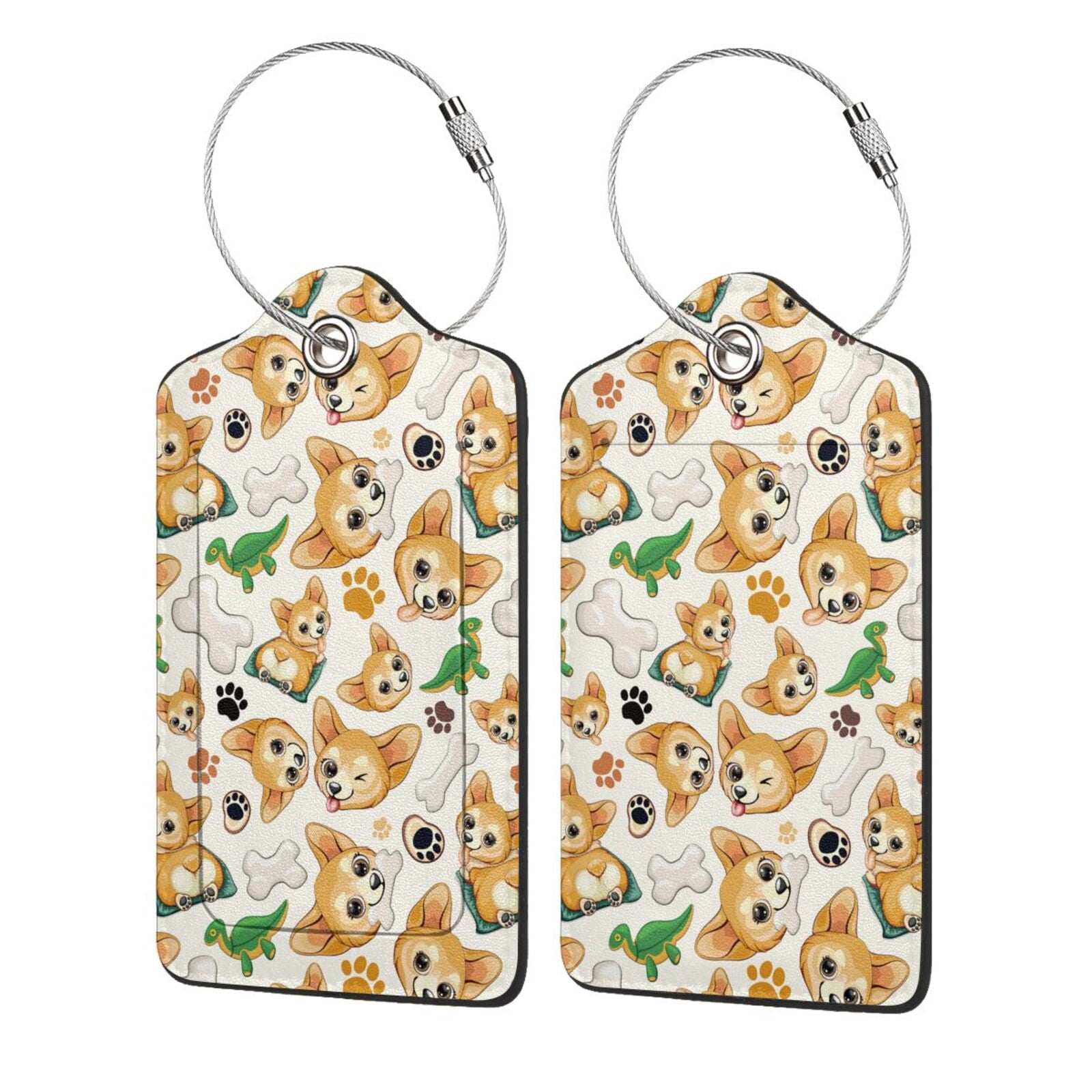 Junzan Cute Puppy for Luggage Tags,Leather Luggage Tags for Suitcases ...