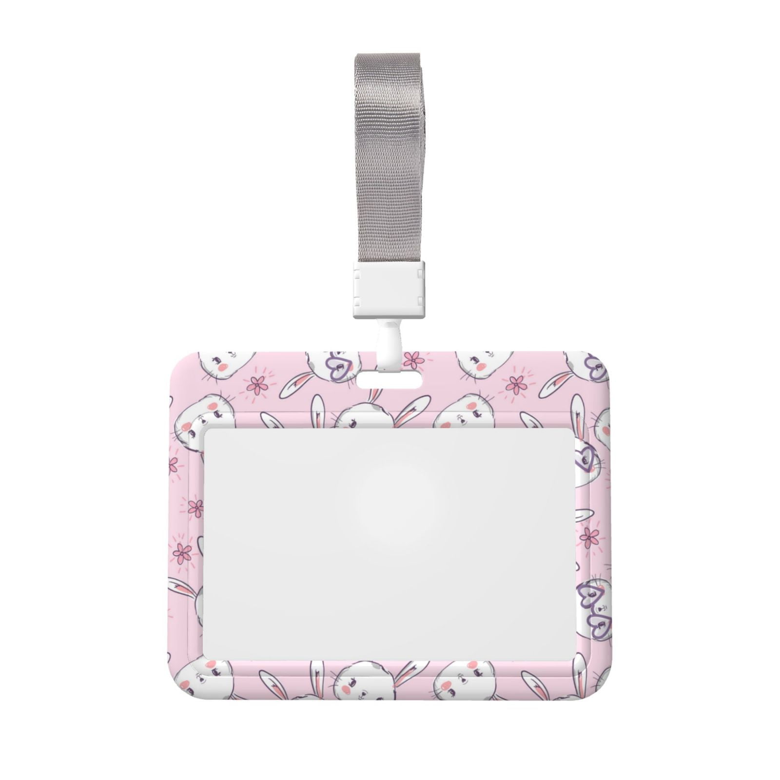 Junzan Cute Rabbit Flower ID Badge Holder with Windows Key Card Work ...