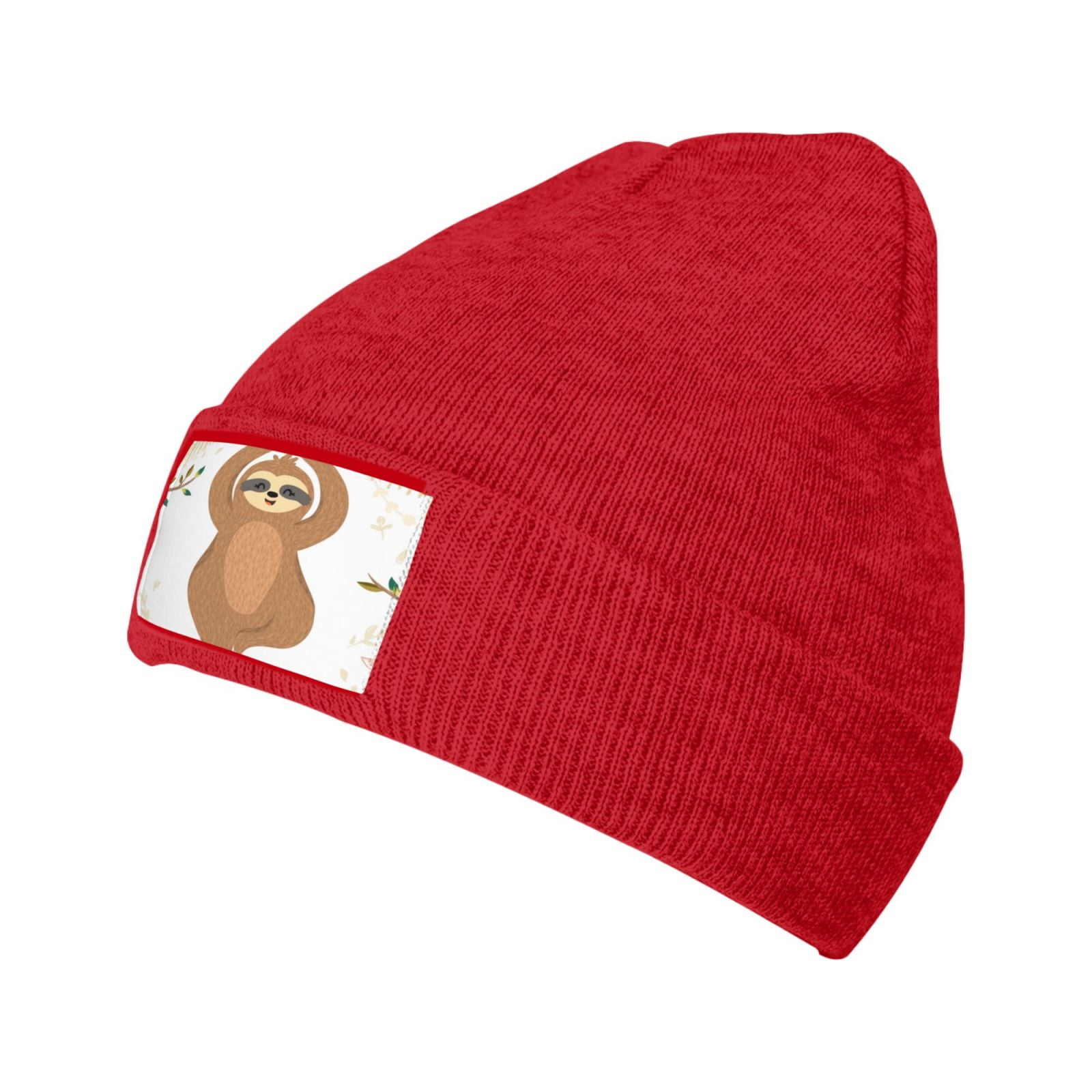 Junzan Cute Sloth In Yoga Pose Tree Mens Winter Hats Thick Knit Cuff ...