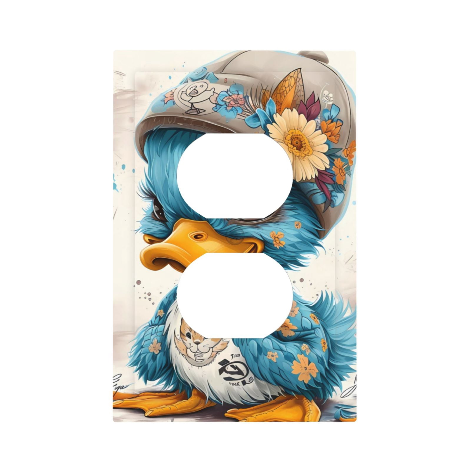 Junzan Cute Sunflower Blue Duck for Electrical Outlet Covers, 5" x 3 ...