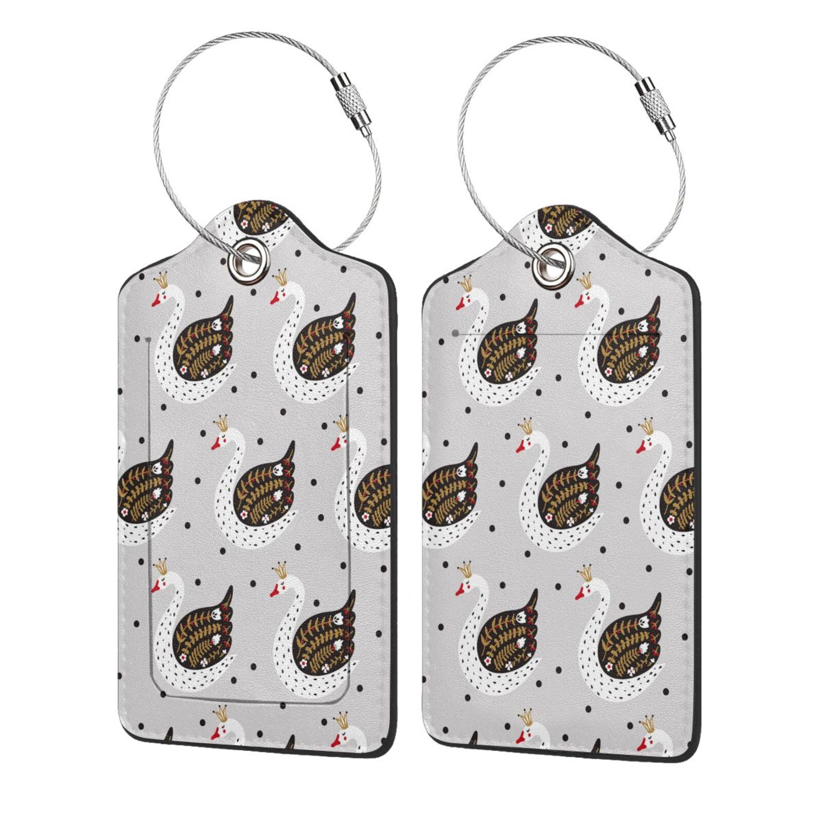 Junzan Cute Swan for Luggage Tags,Leather Luggage Tags for Suitcases ...