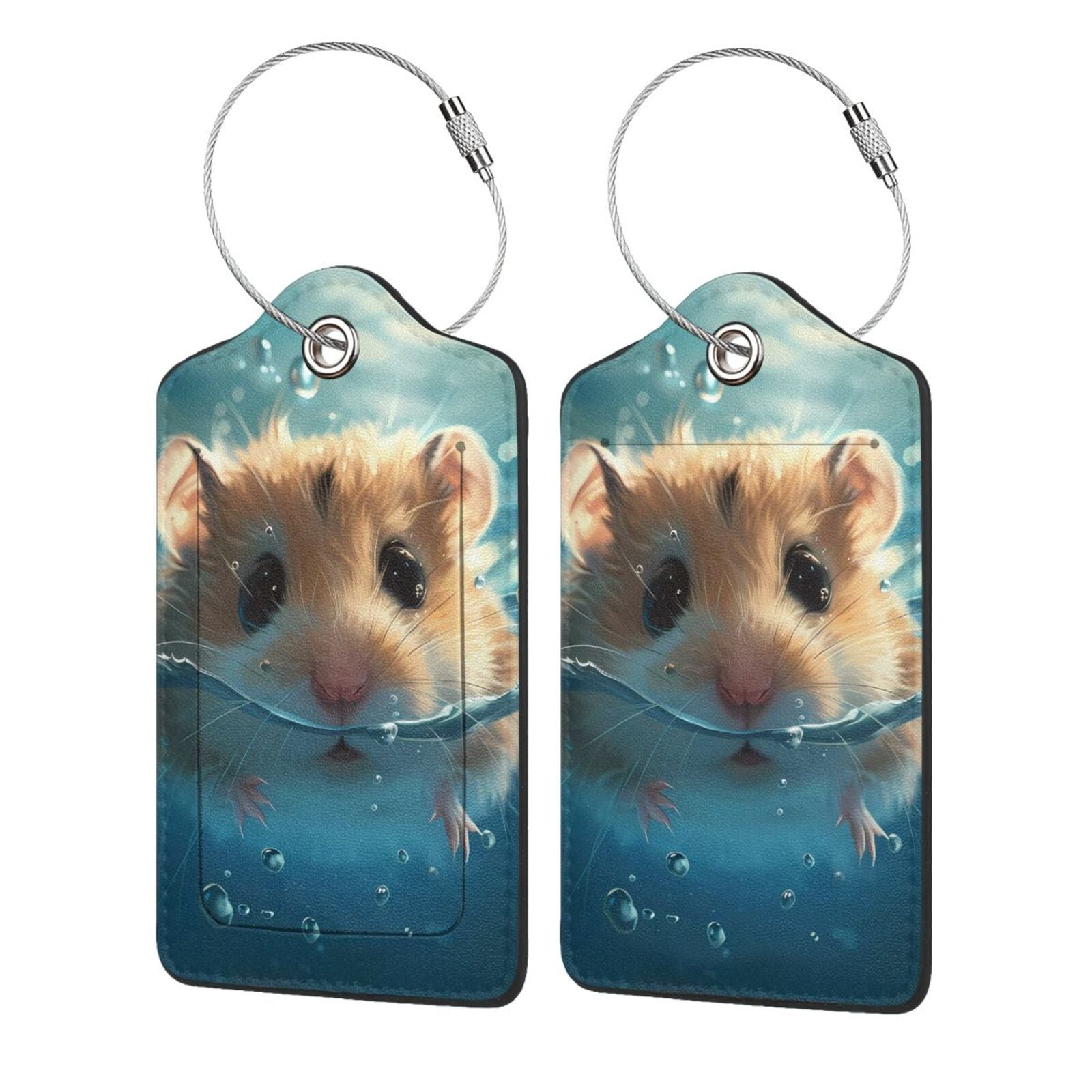 Junzan Cute Swimming Guinea Pig for Luggage Tags,Leather Luggage Tags ...
