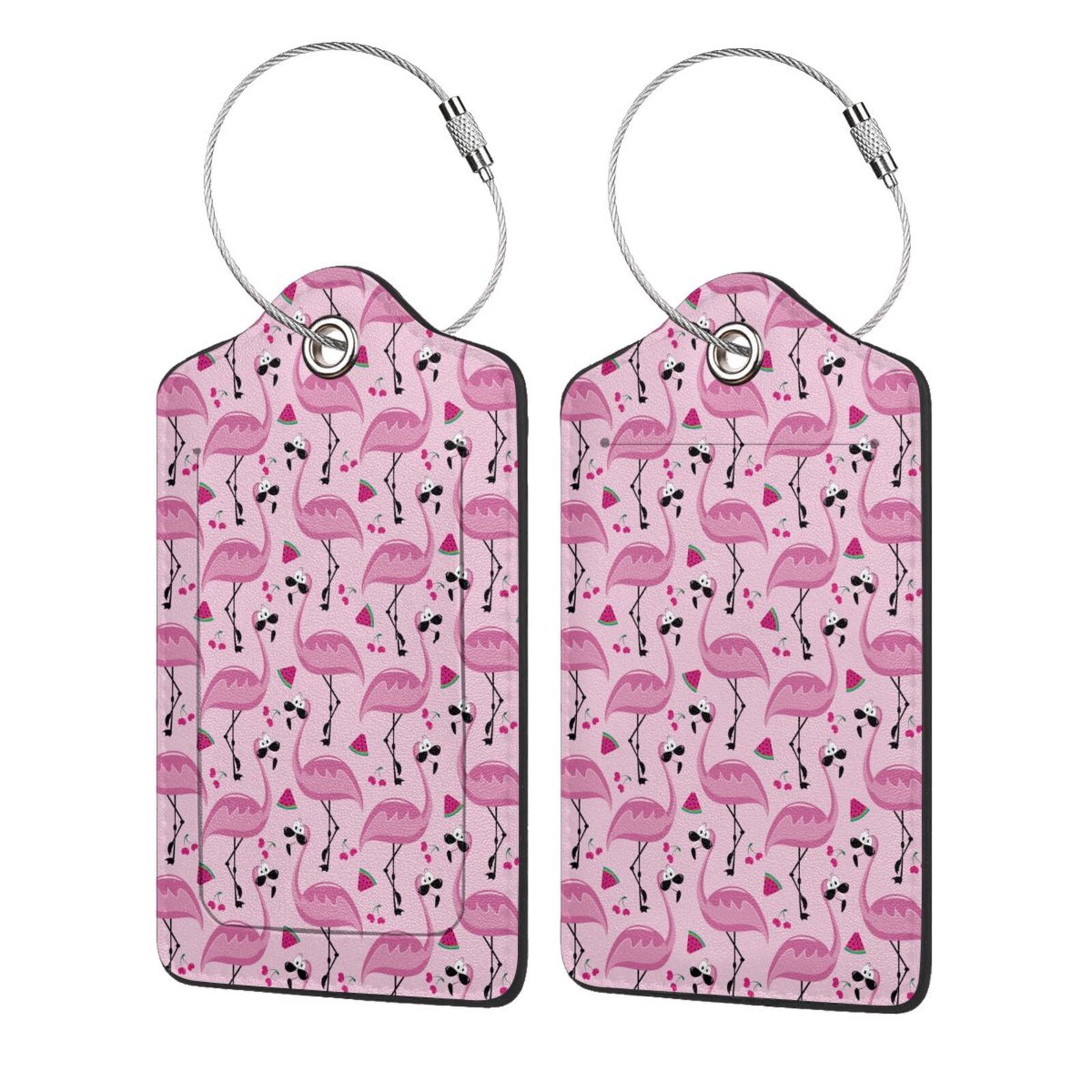 Junzan Cute Watermelon Flamingo for Luggage Tags,Leather Luggage Tags ...