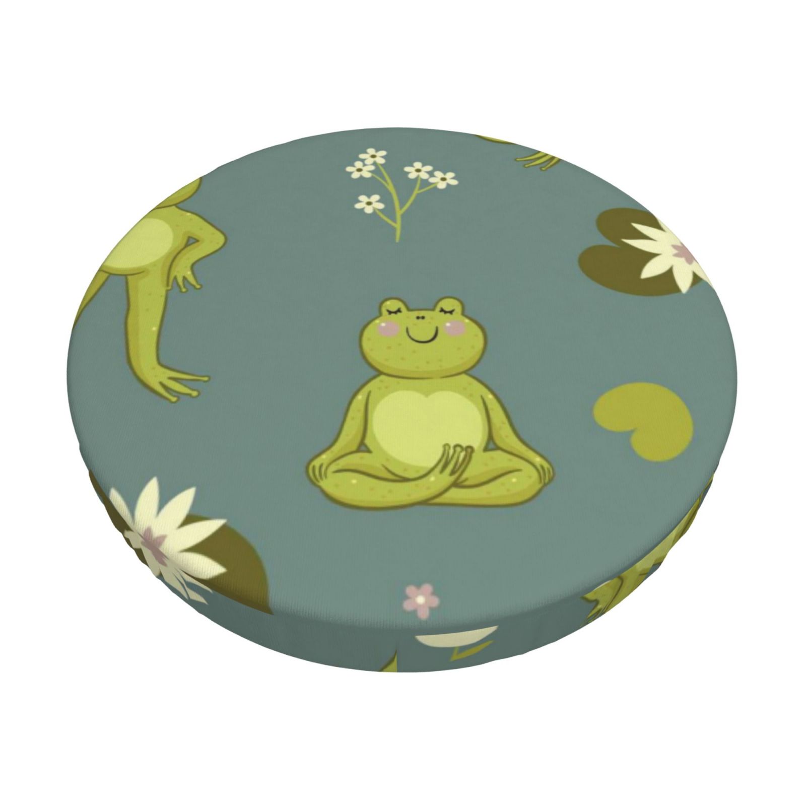 Junzan Cute Yoga Frogs Bar Stool Cover Round Seat Cushion With Elastic ...
