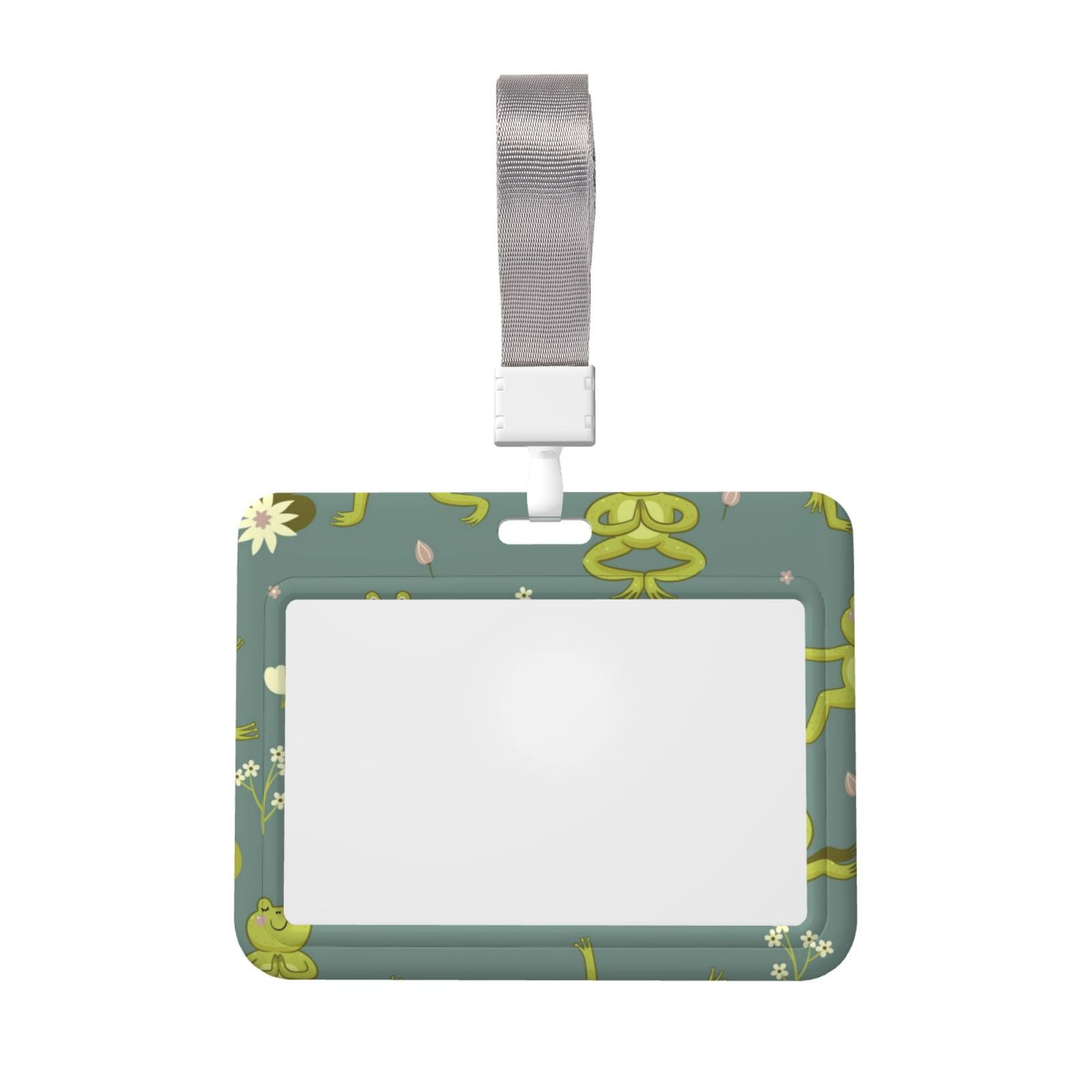Junzan Cute Yoga Frogs Id Badge Holder With Windows Key Card Work Badge ...