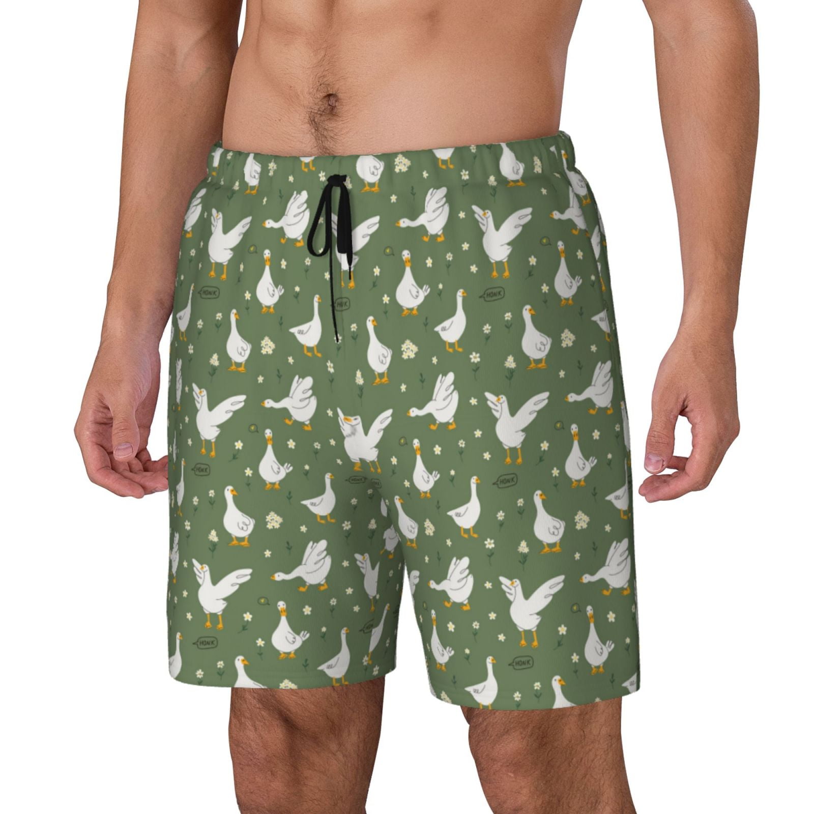 Junzan Cute goose Print Swim Trunks Men Swim Shorts with Built-in ...