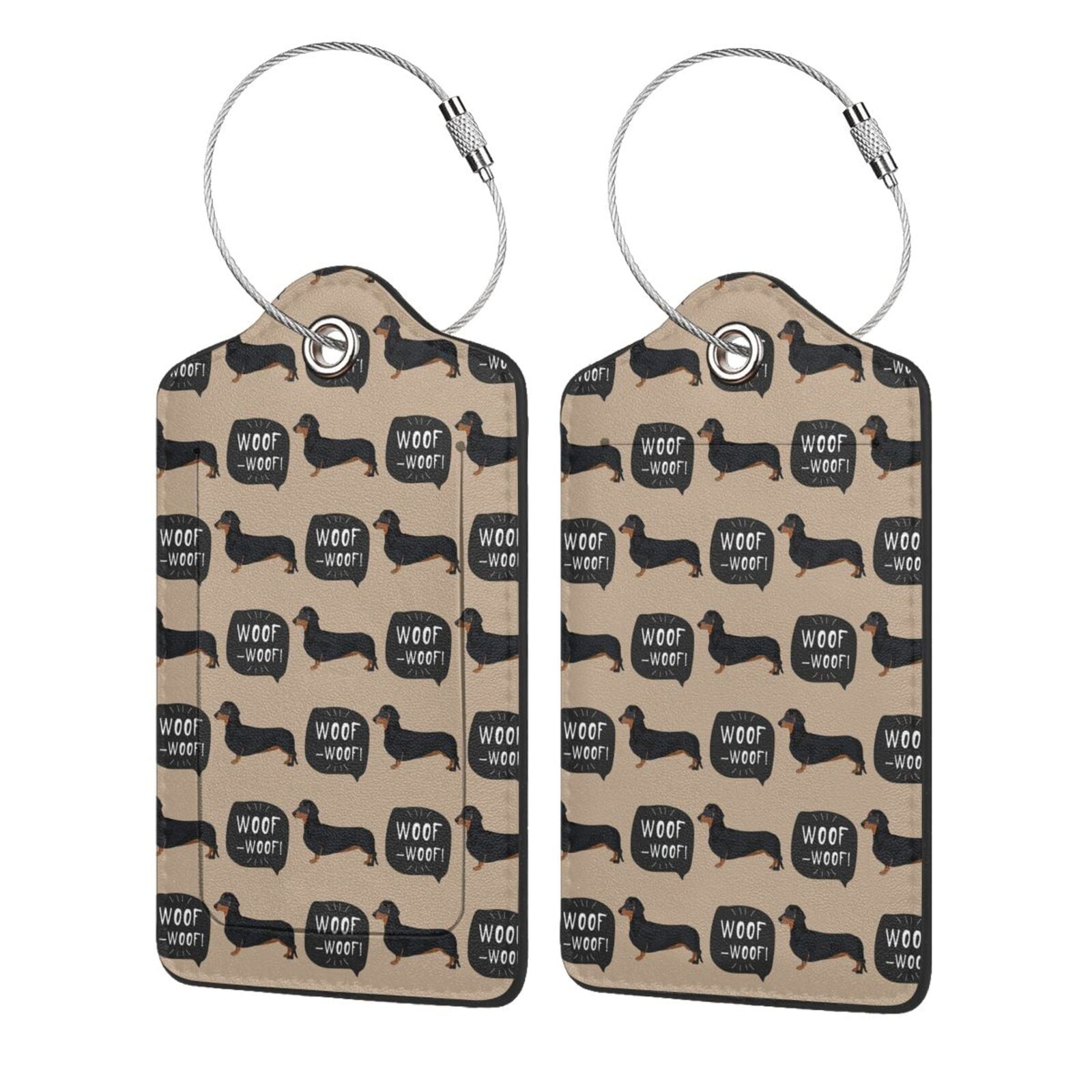Junzan Dachshund Dog Woof for Luggage Tags,Leather Luggage Tags for ...