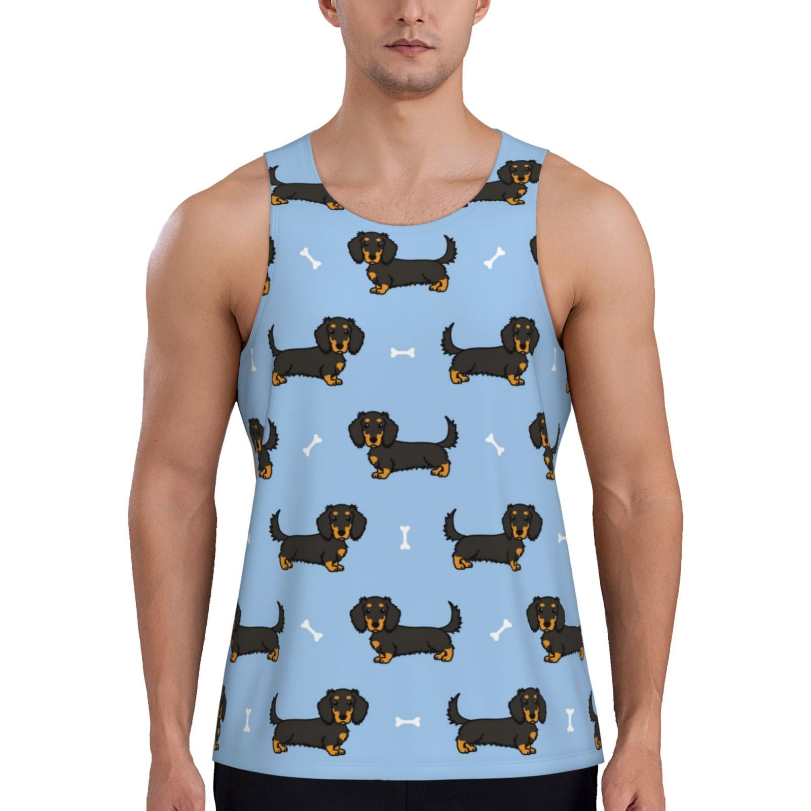 Junzan Dachshund Dog for Men's Workout Tank Top Gym Muscle Tee Fitness ...