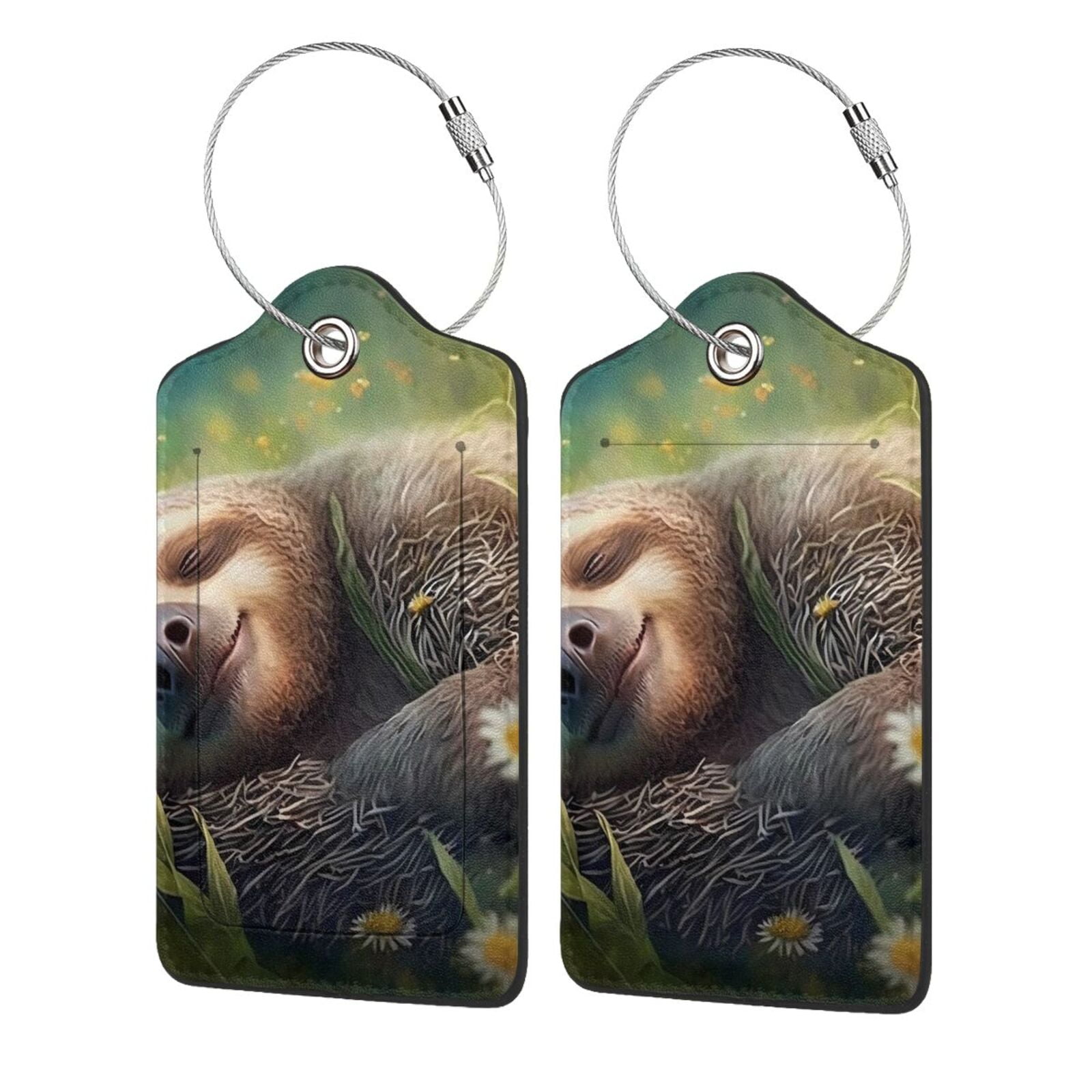Junzan Daisy Sleeping Sloth for Luggage Tags,Leather Luggage Tags for ...