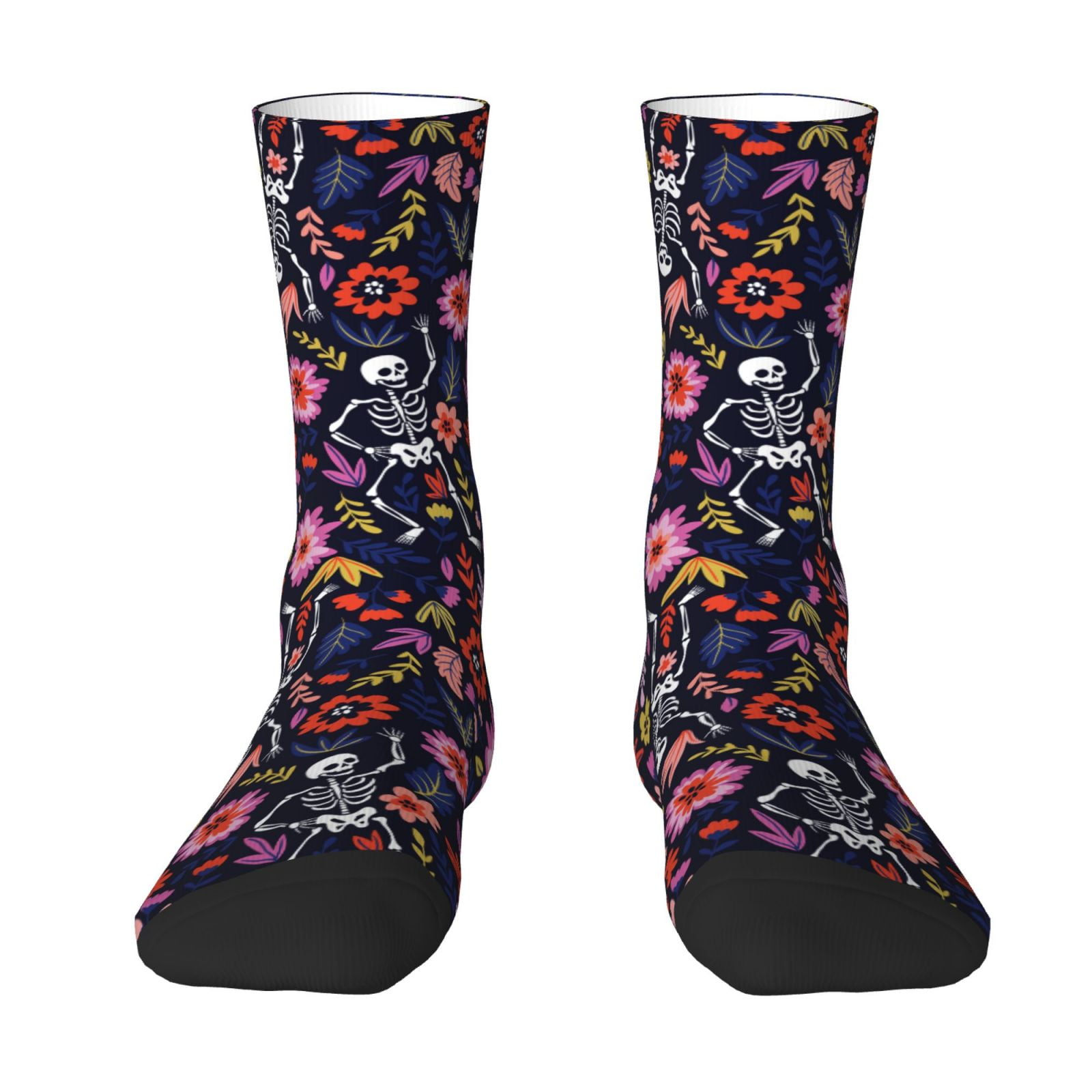 Junzan Dancing Skeletons Floral Garden Mens Funny Socks For Men Women ...