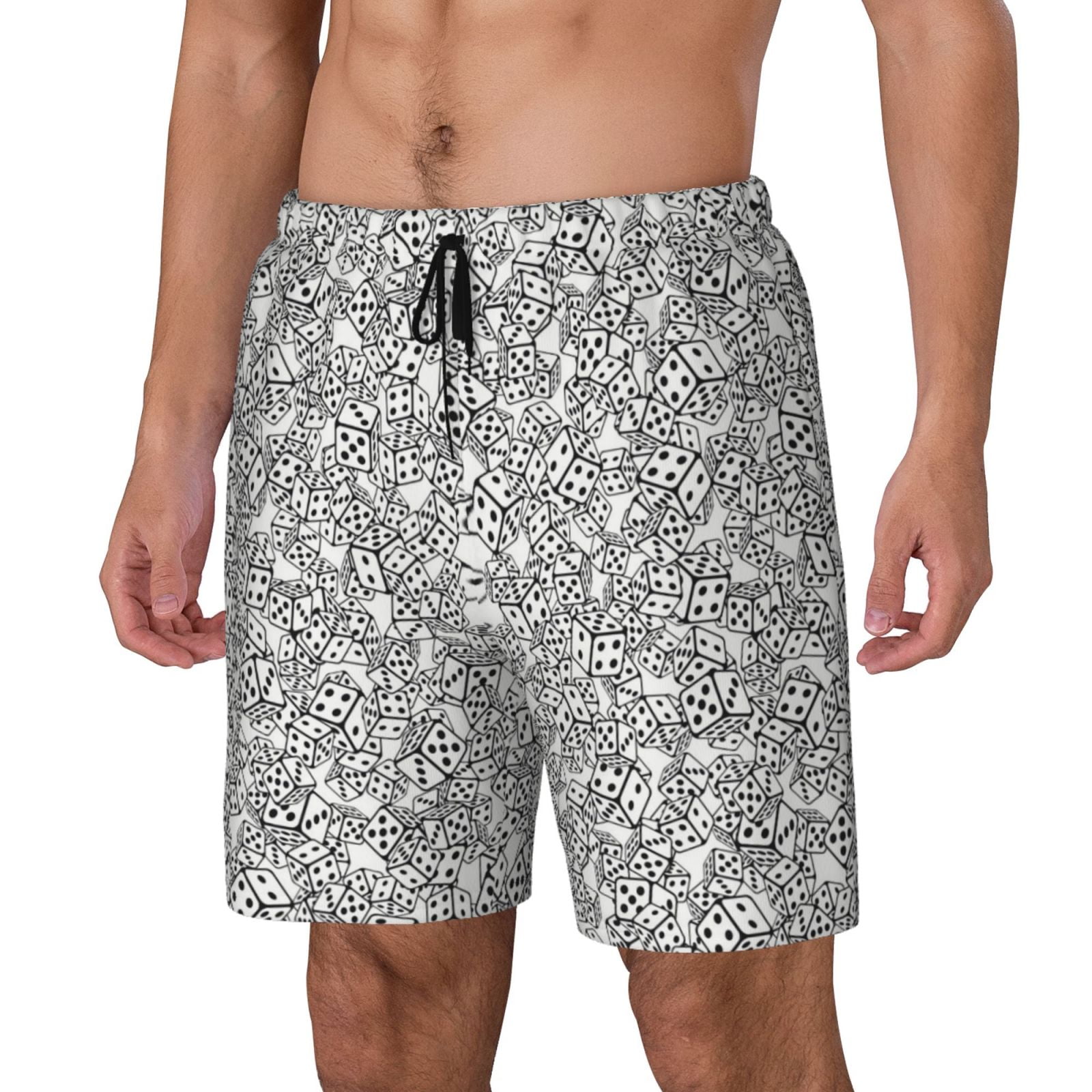 Junzan Dice Cubes Print Swim Trunks Men Swim Shorts with Built-in ...