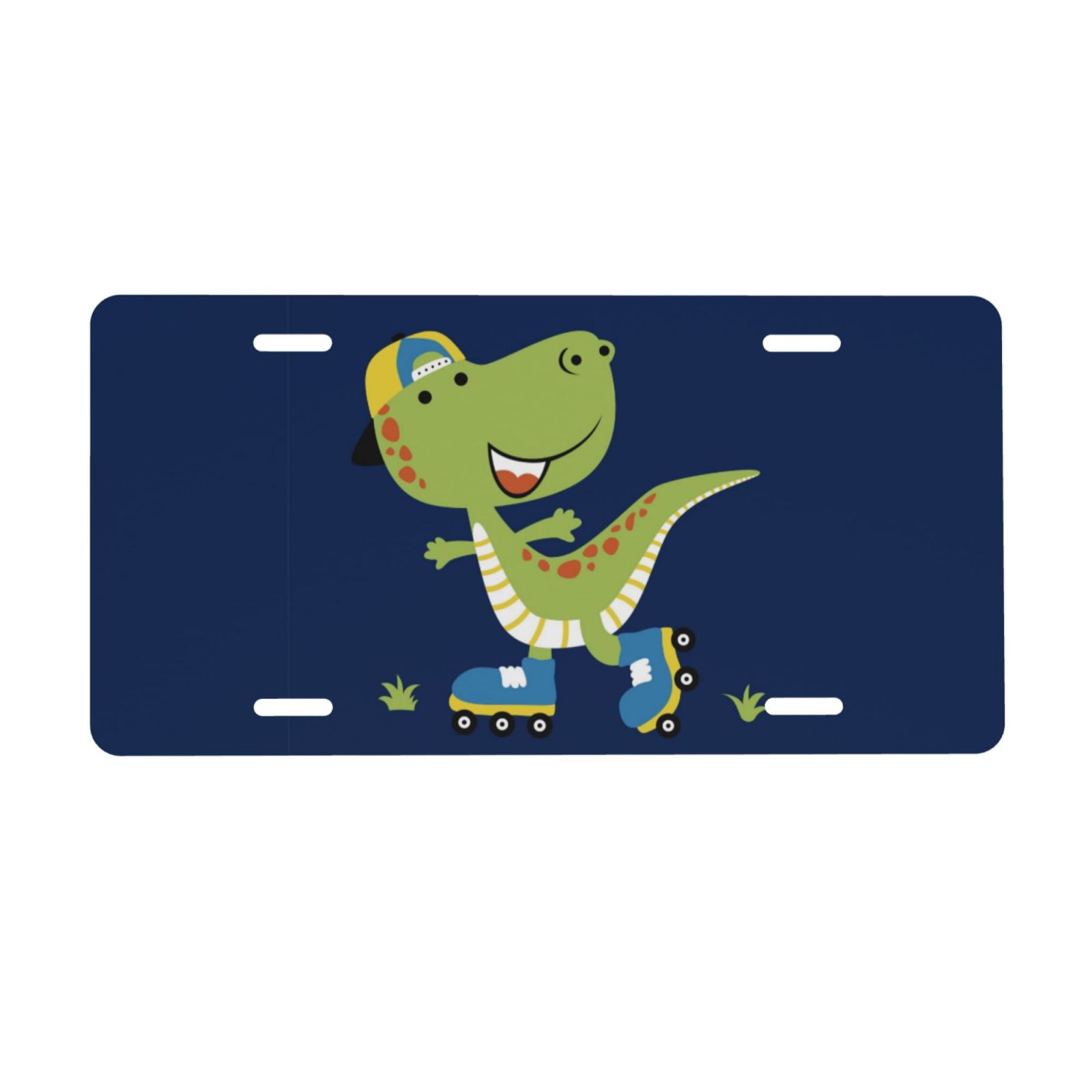 Junzan Dino Playing Roller Skate Front License Plate Covers Decorative ...