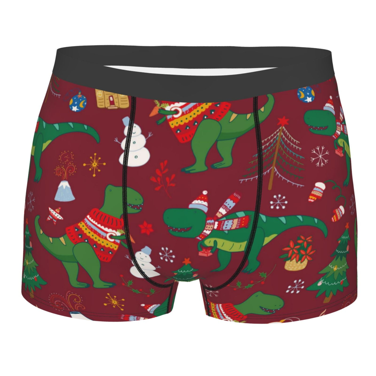 Junzan Dinosaur Christmas Happy New Year Mens Underwear Boxer Briefs ...