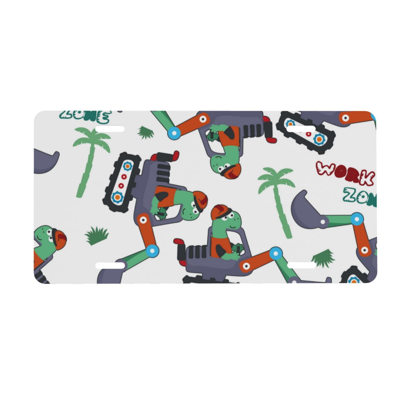 Junzan Dinosaur On Excavator2 Front License Plate Covers Decorative Car ...