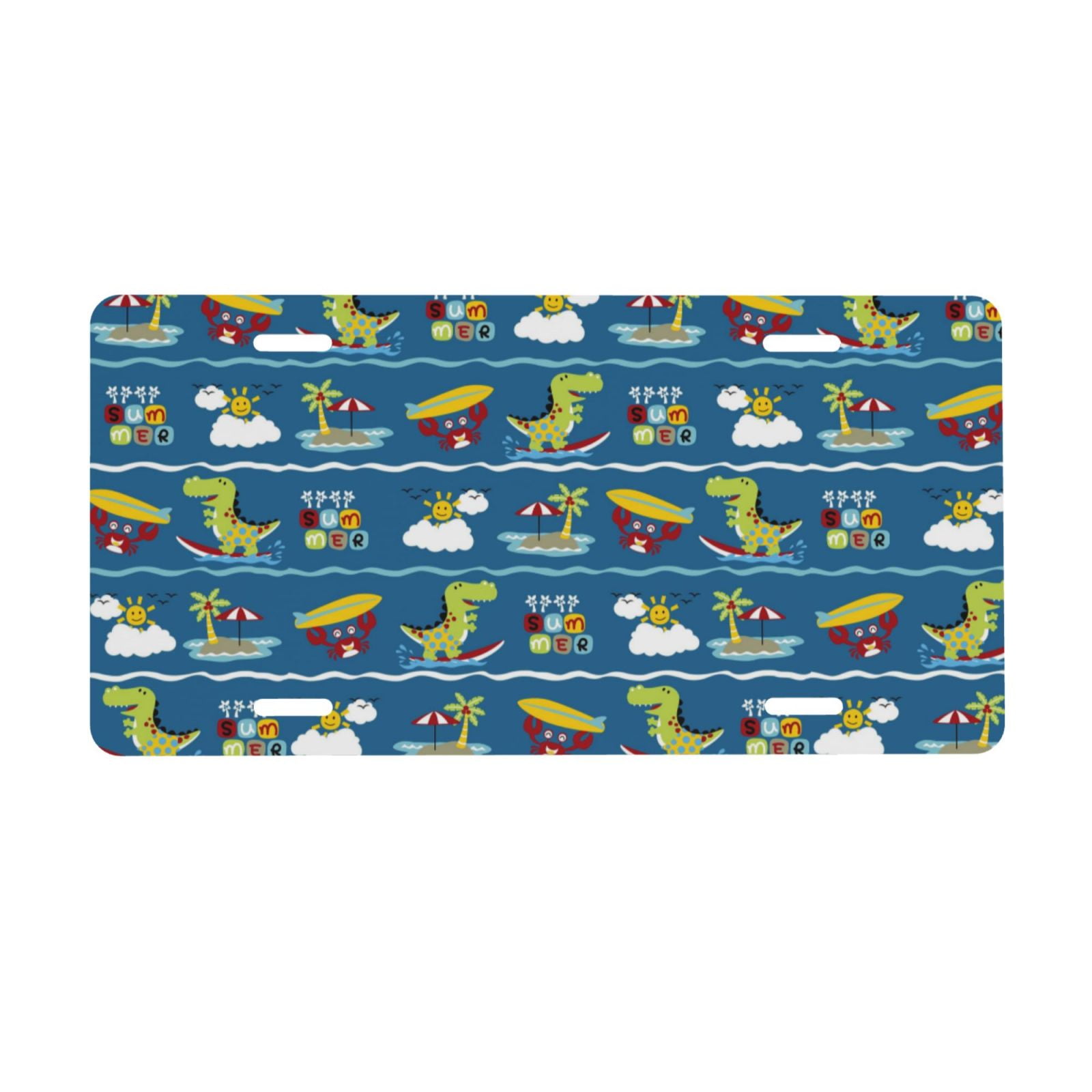 Junzan Dinosaur On The Beach Vacation Front License Plate Covers ...