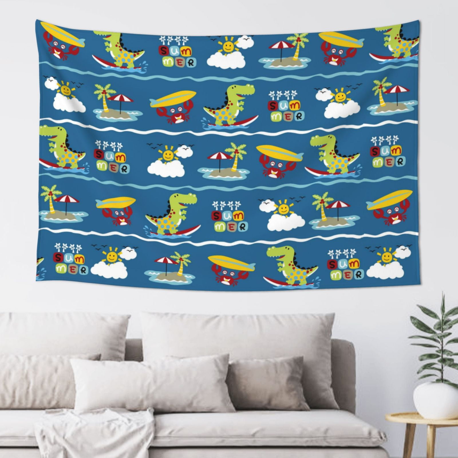 Junzan Dinosaur On The Beach Vacation Tapestry Hippie Tapestry For ...