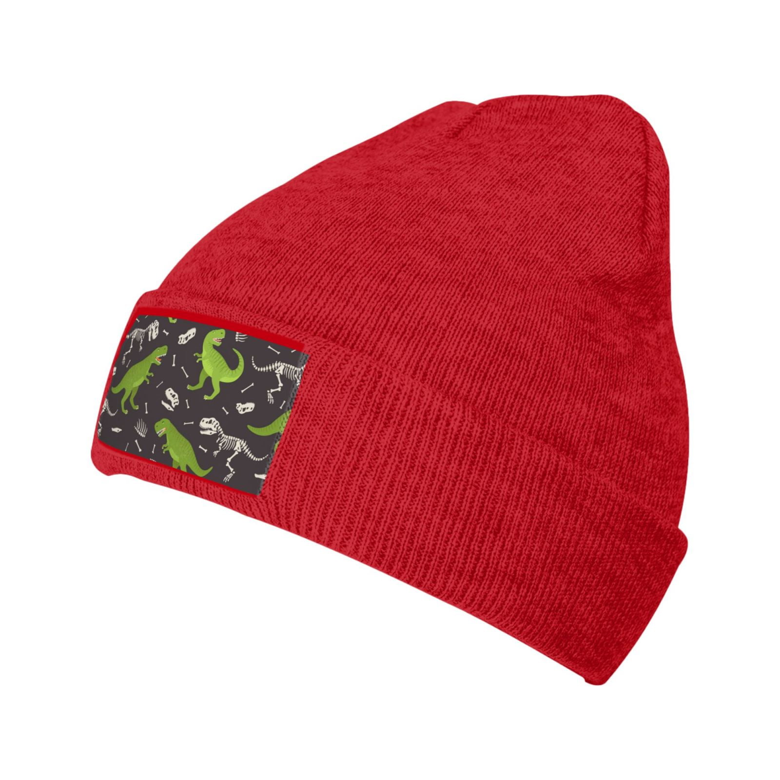 Junzan Dinosaur Skeleton Mens Winter Hats Thick Knit Cuff Beanie Cap ...