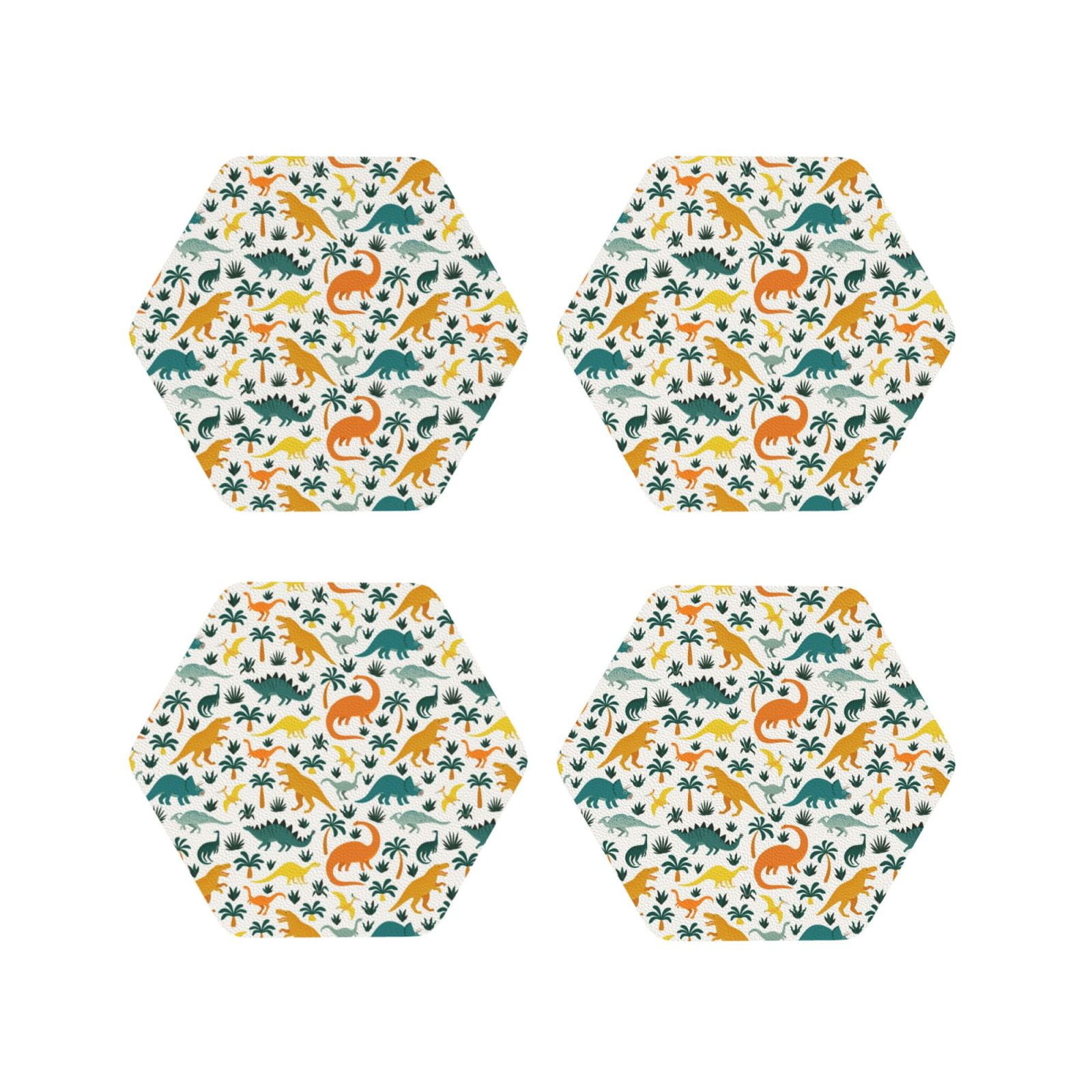 Junzan Dinosaurs and Tropical Leaves Print Coasters for Drinks ...