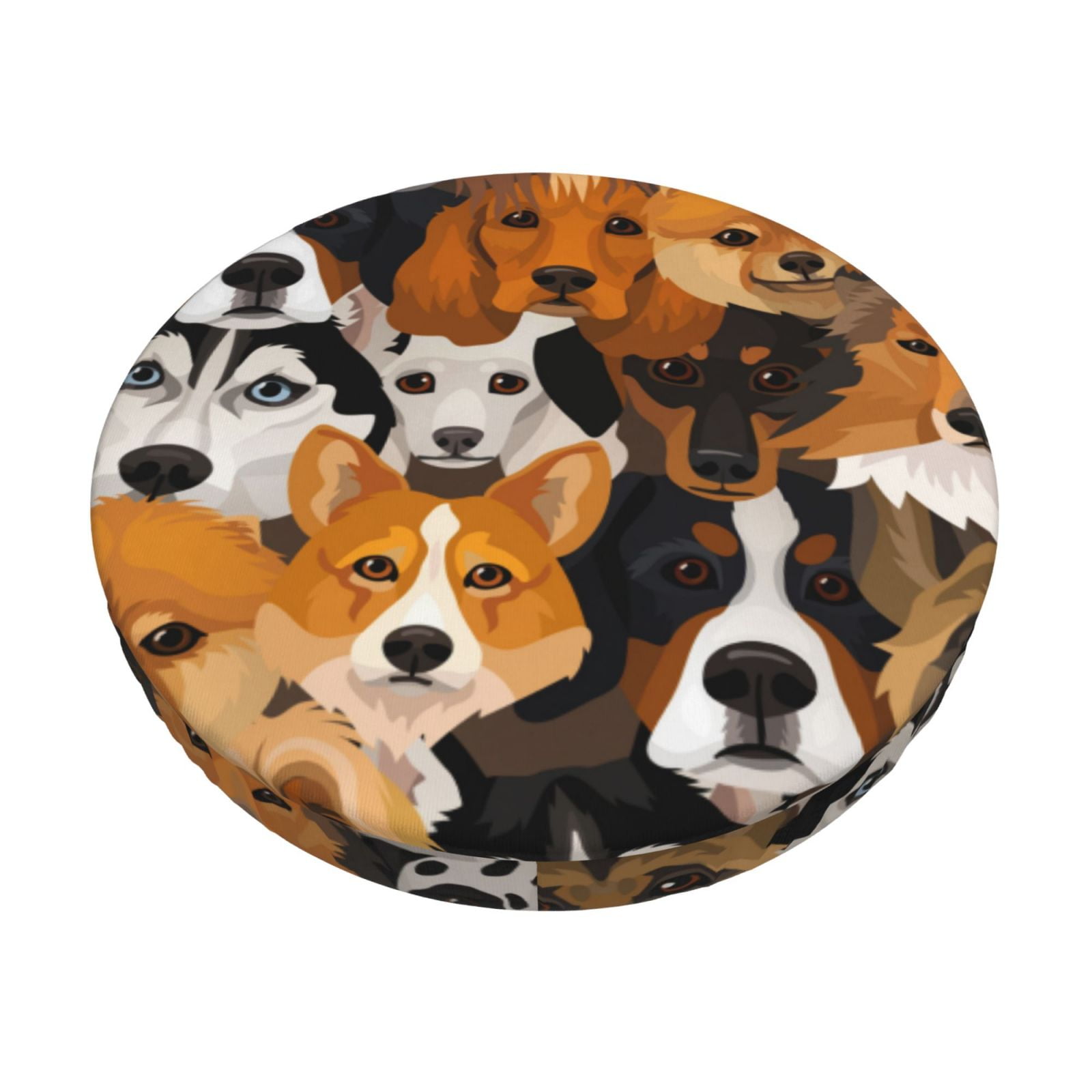 Junzan Dogs Different Breeds Bar Stool Cover Round Seat Cushion With ...
