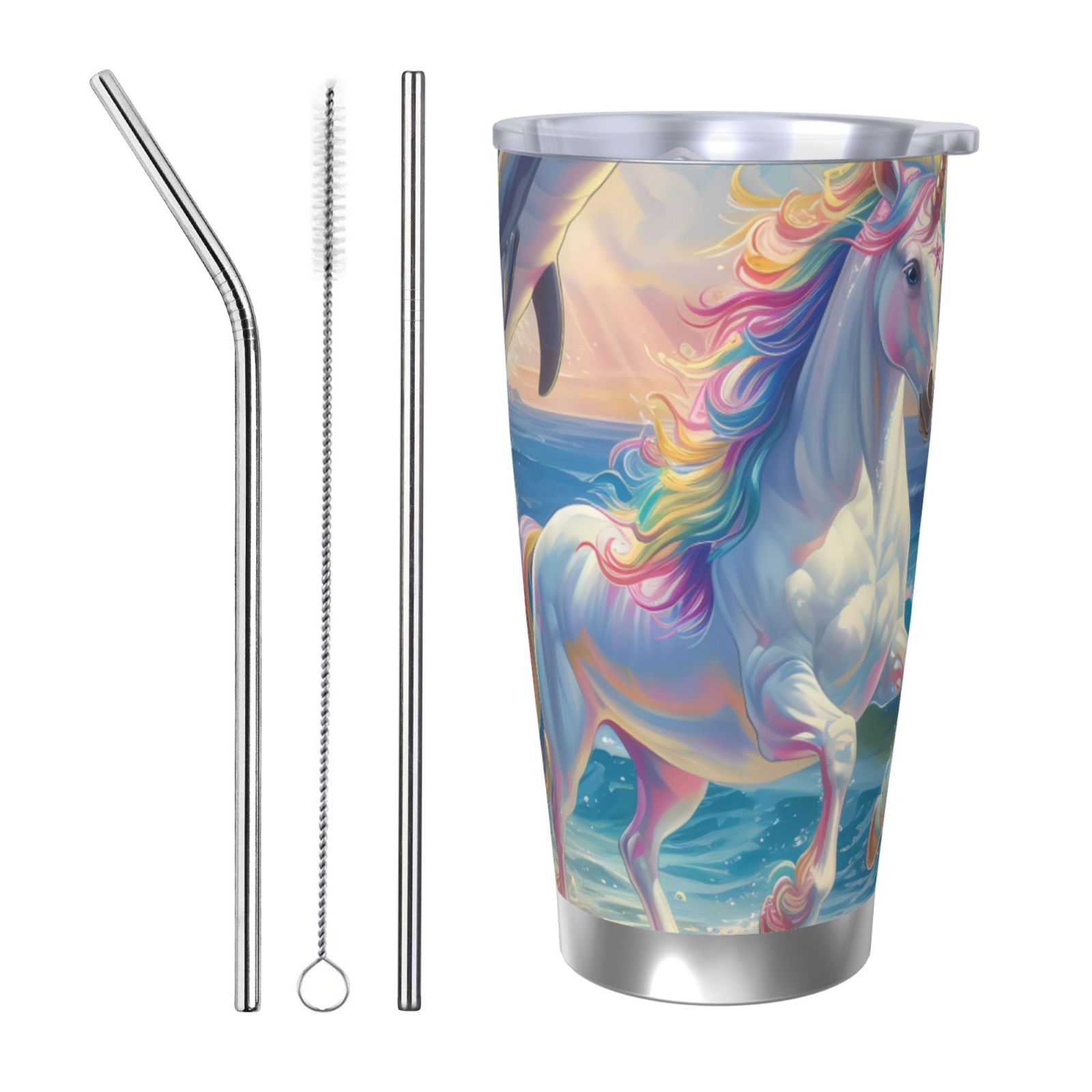 Junzan Dolphin Rainbow Horse for 20oz Stainless Steel Insulated Car Cup ...