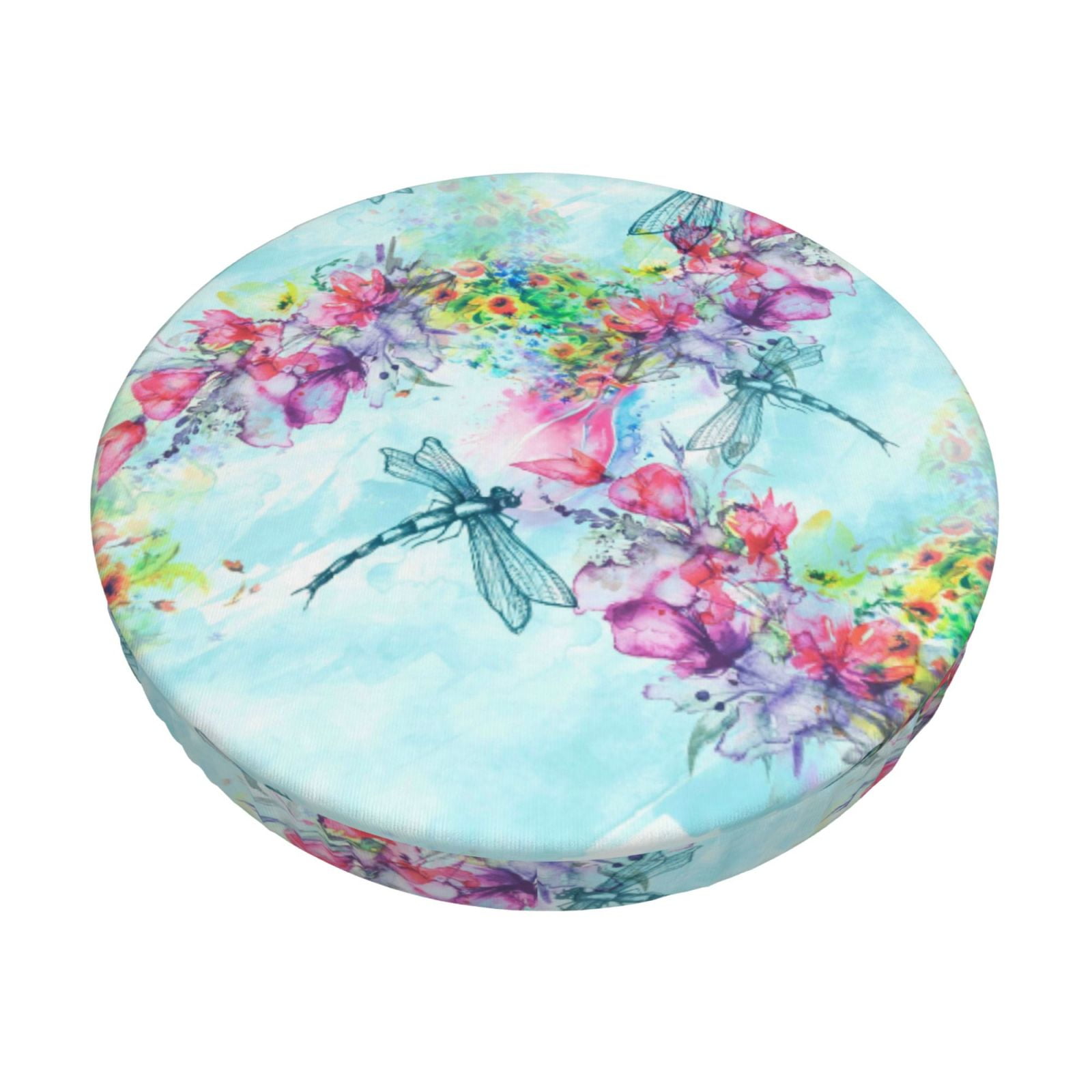 Junzan Dragonfly Floral Bar Stool Cover Round Seat Cushion With Elastic Washable And Non Slip ...