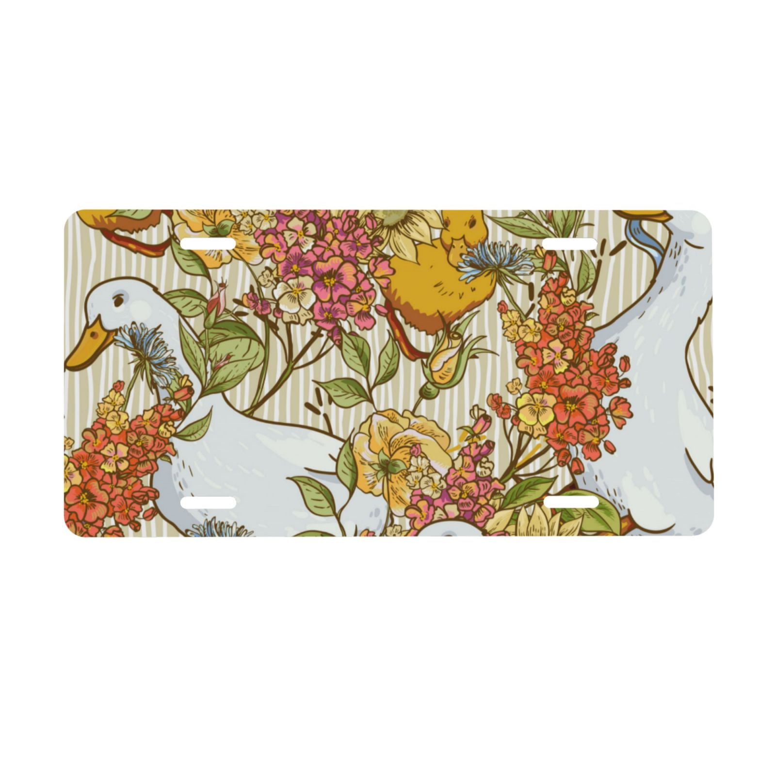 Junzan Ducks And Flowers Front License Plate Covers Decorative Car ...