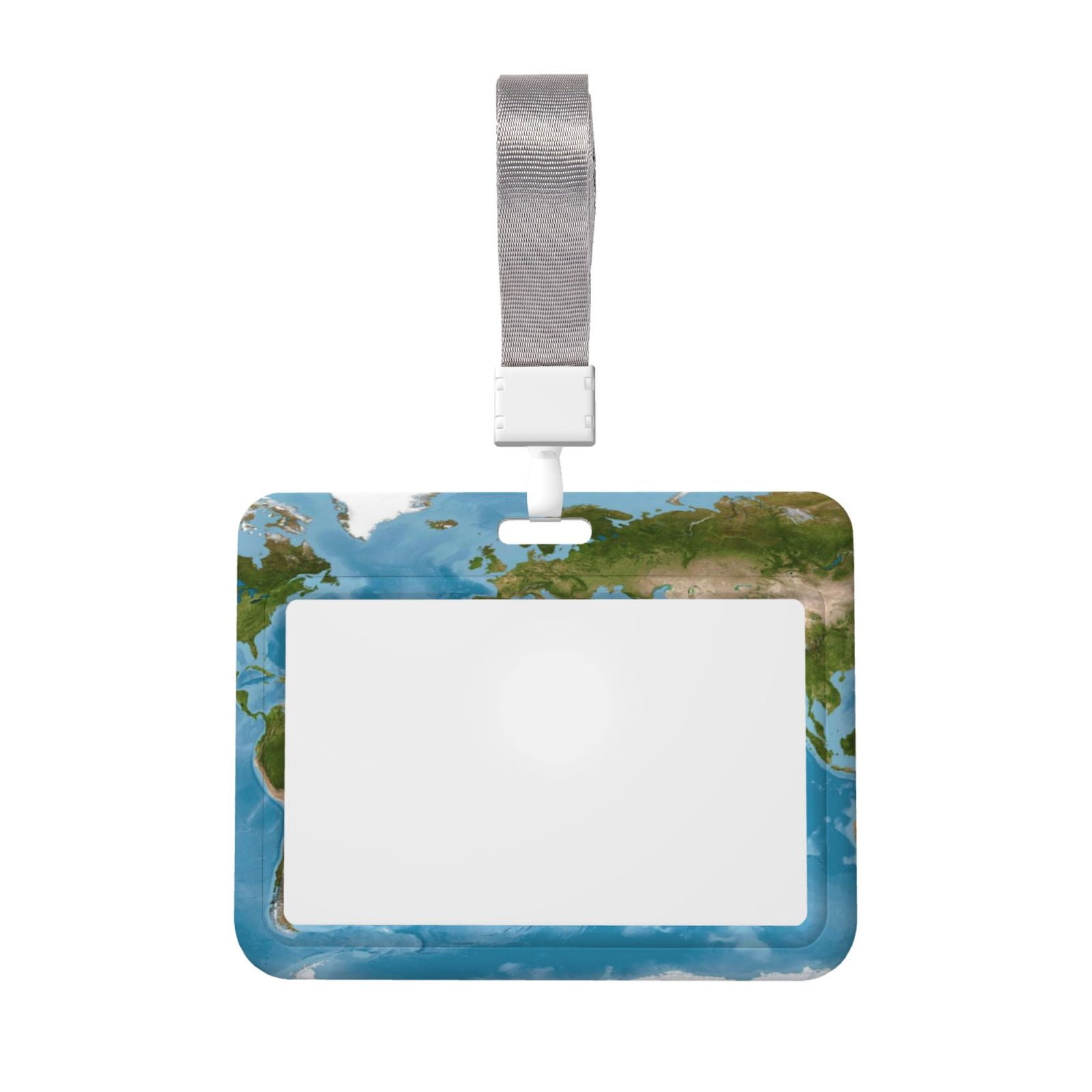 Junzan Earth View World Map Id Badge Holder With Windows Key Card Work ...