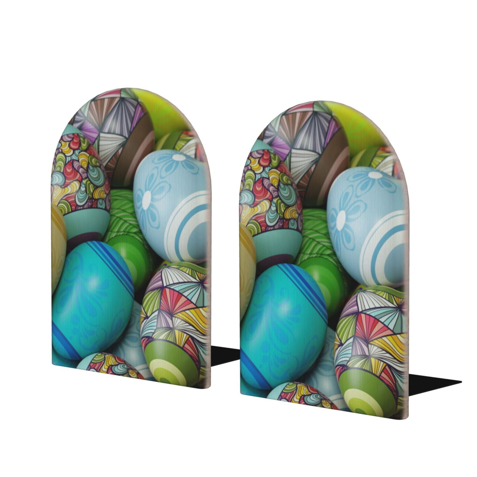 Junzan Easter Egg1 for Wood Bookends,1 Pair Book Ends for Shelves Book ...