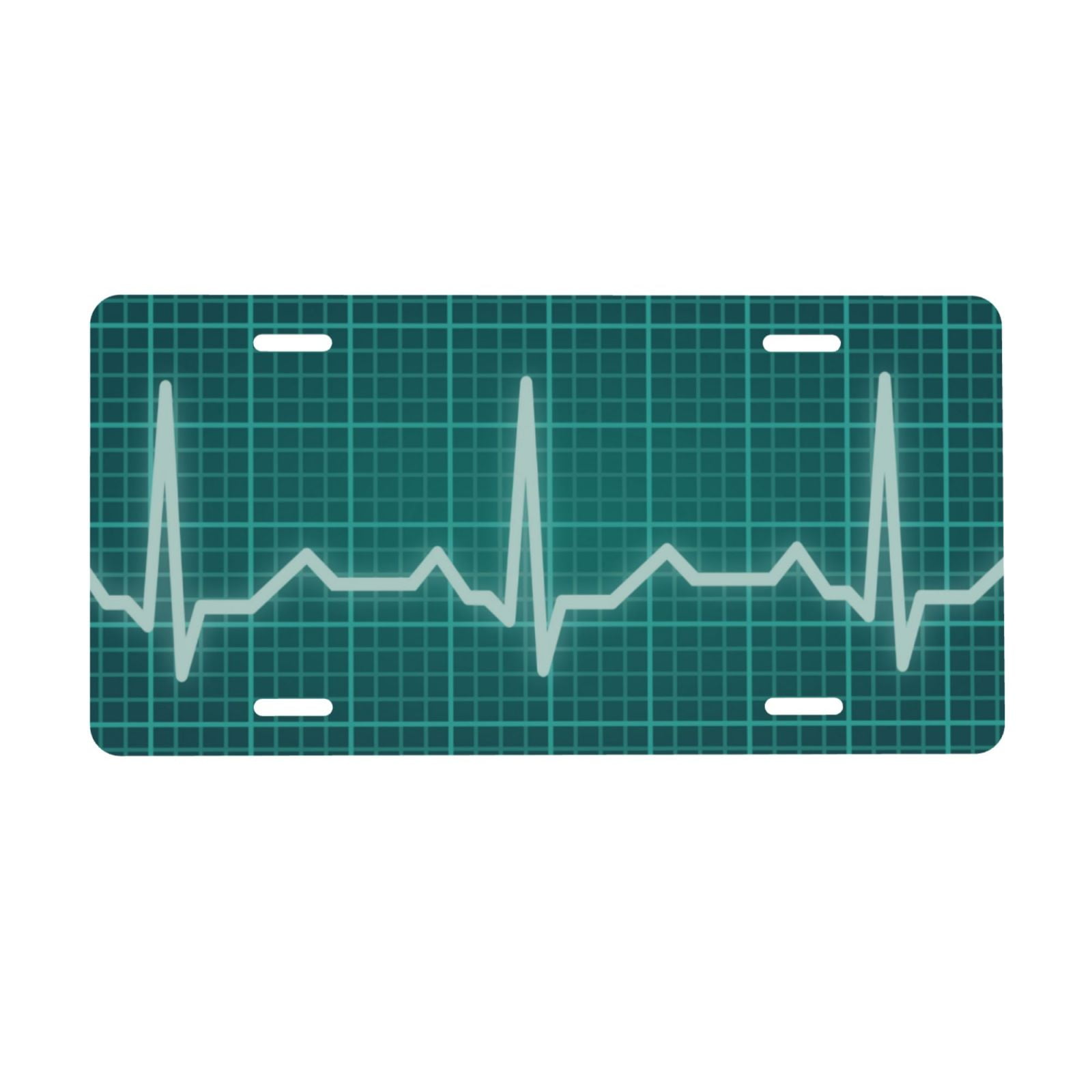 Junzan Ecg Wave Front License Plate Covers Decorative Car Metal Plates ...