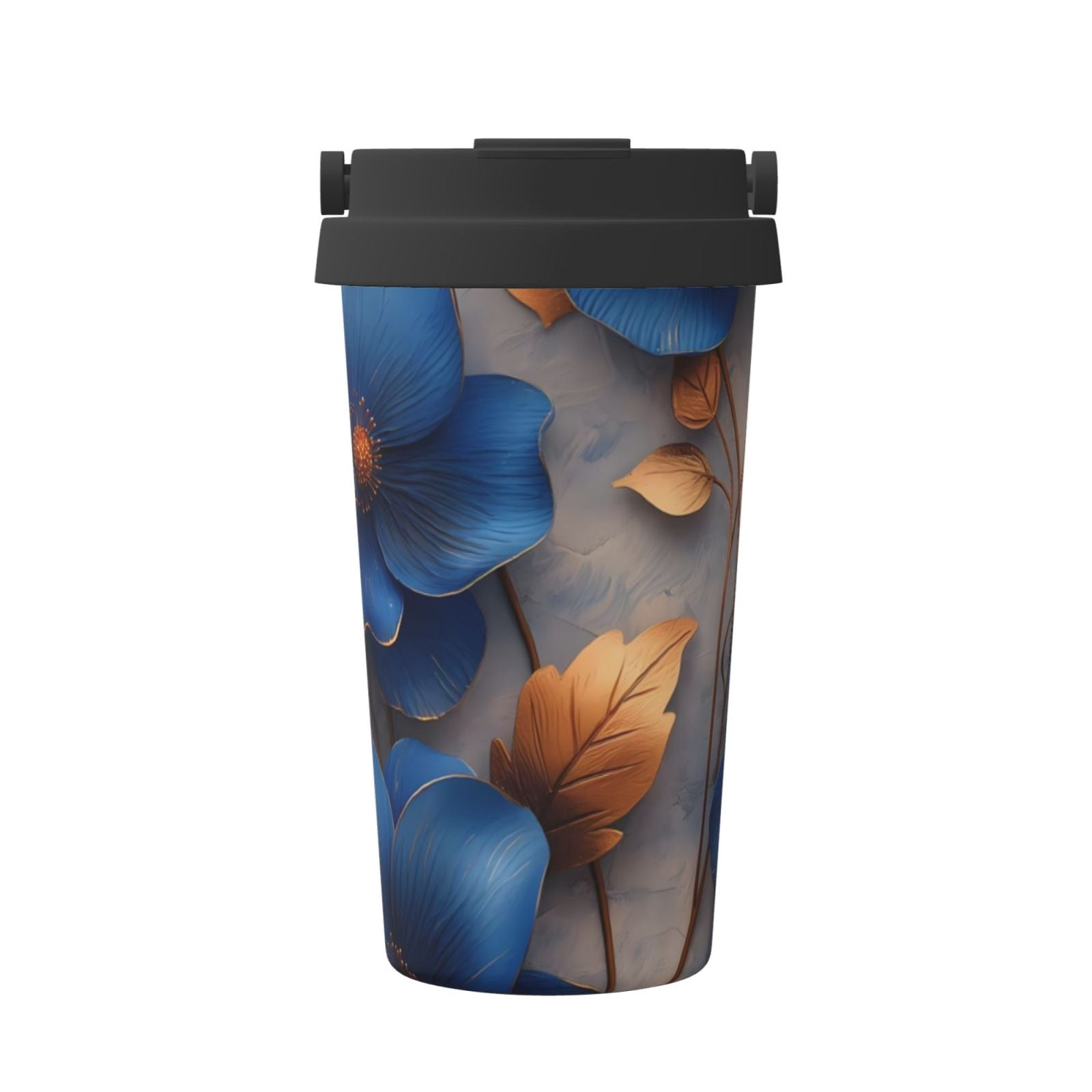 Junzan Elegant Blue Gold Blooms for Stainless Steel Vacuum Insulated ...