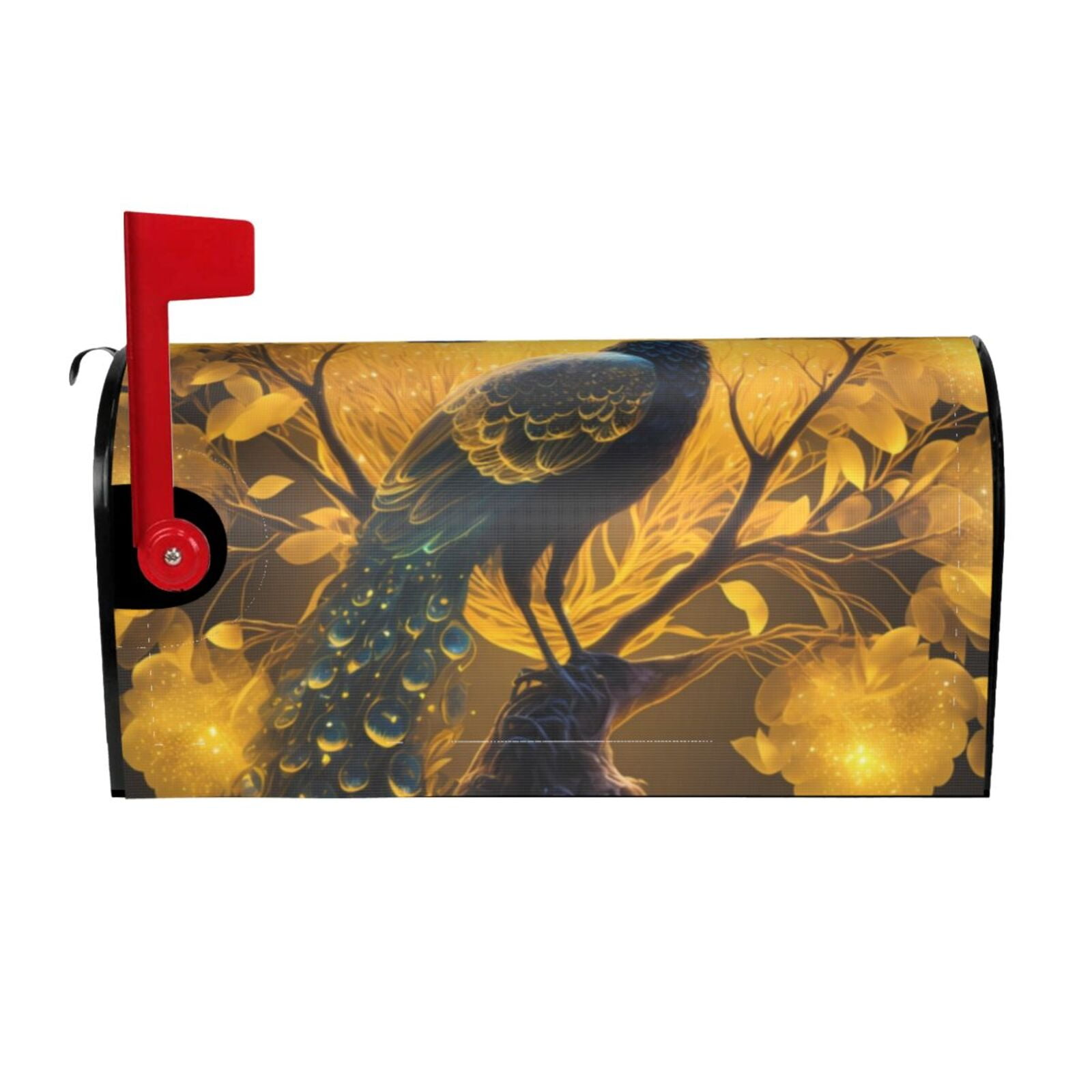 Junzan Elegant Gold Leaf Peacock Pattern Mailbox Covers,Magnetic ...