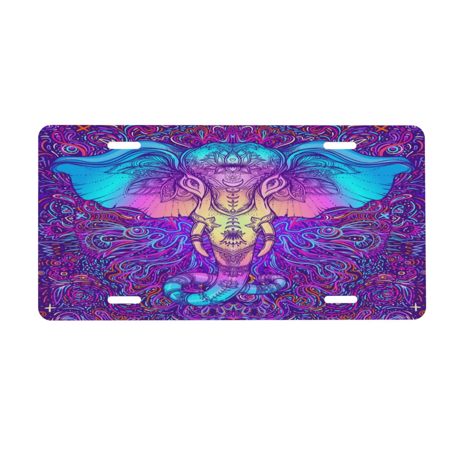 Junzan Elephant In Tribal Style Front License Plate Covers Decorative ...